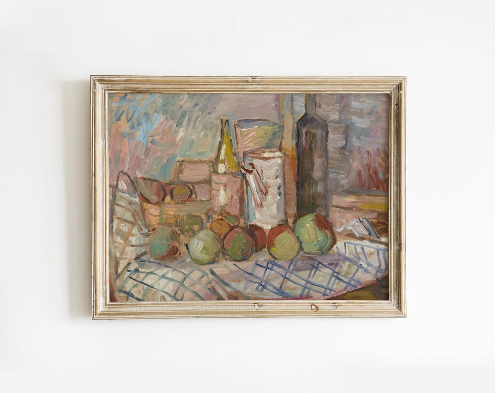 Vintage Cottage Core Decor Still Life Oil Painting Wall Art Aesthetic ...