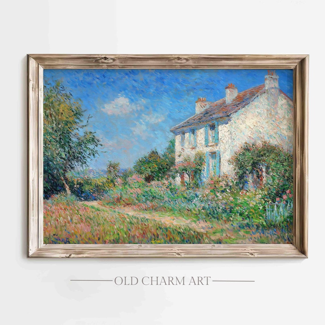 Vintage Cottage Poster: Rustic Farmhouse Wall Art, Unframed Canvas Size ...