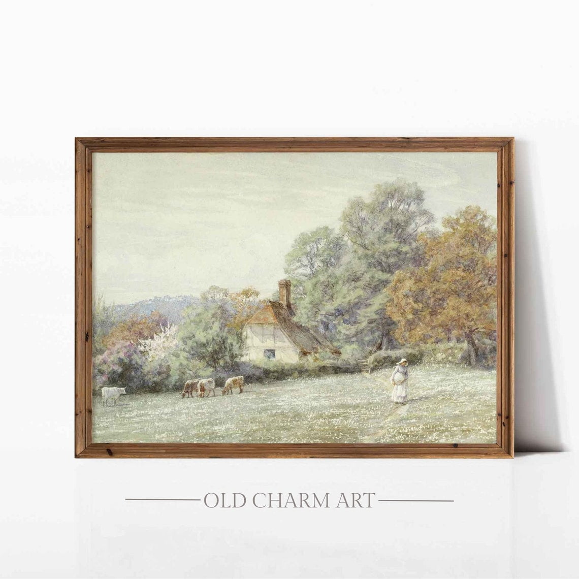 Vintage Cottage Poster: Rustic Summer Landscape, Stretched Canvas Size ...