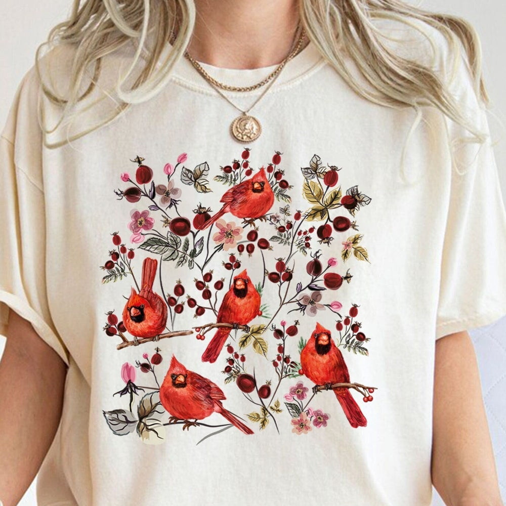 Vintage Cottagecore Wildflower Red Cardinal Shirt, Goblincore Nature ...