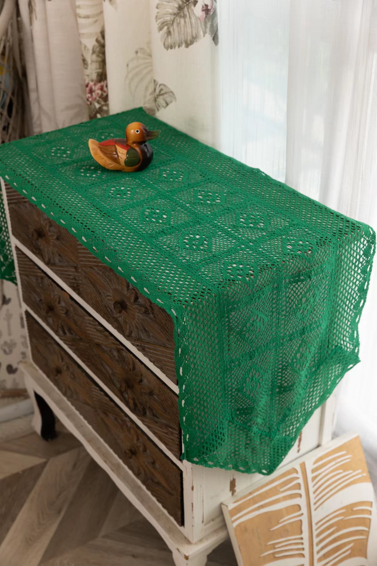 Vintage Cotton Handmade Crochet Table Runner Lace Table Cloth Doilies ...