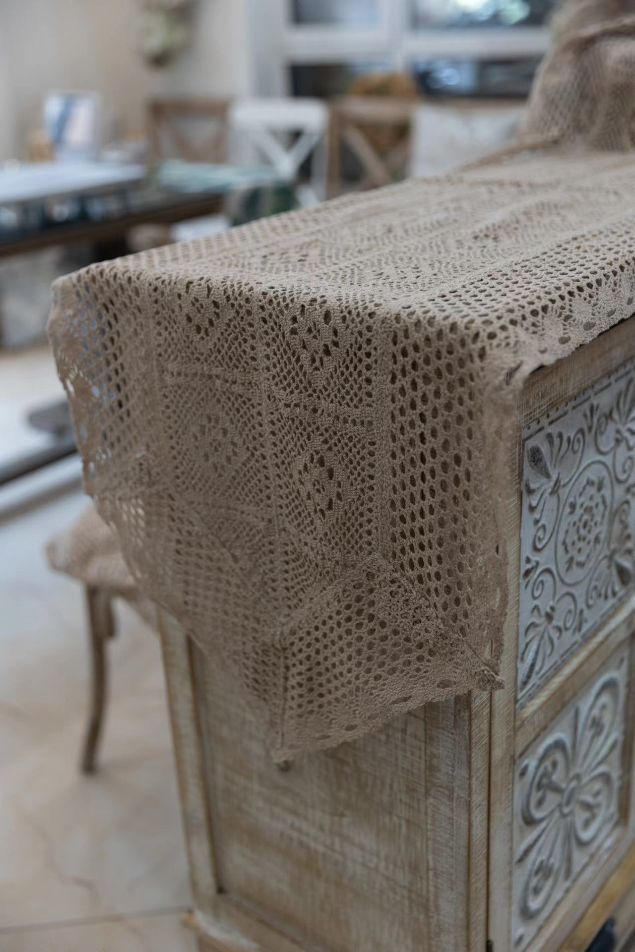 Vintage Cotton Handmade Crochet Table Runner Lace Table Cloth Doilies ...