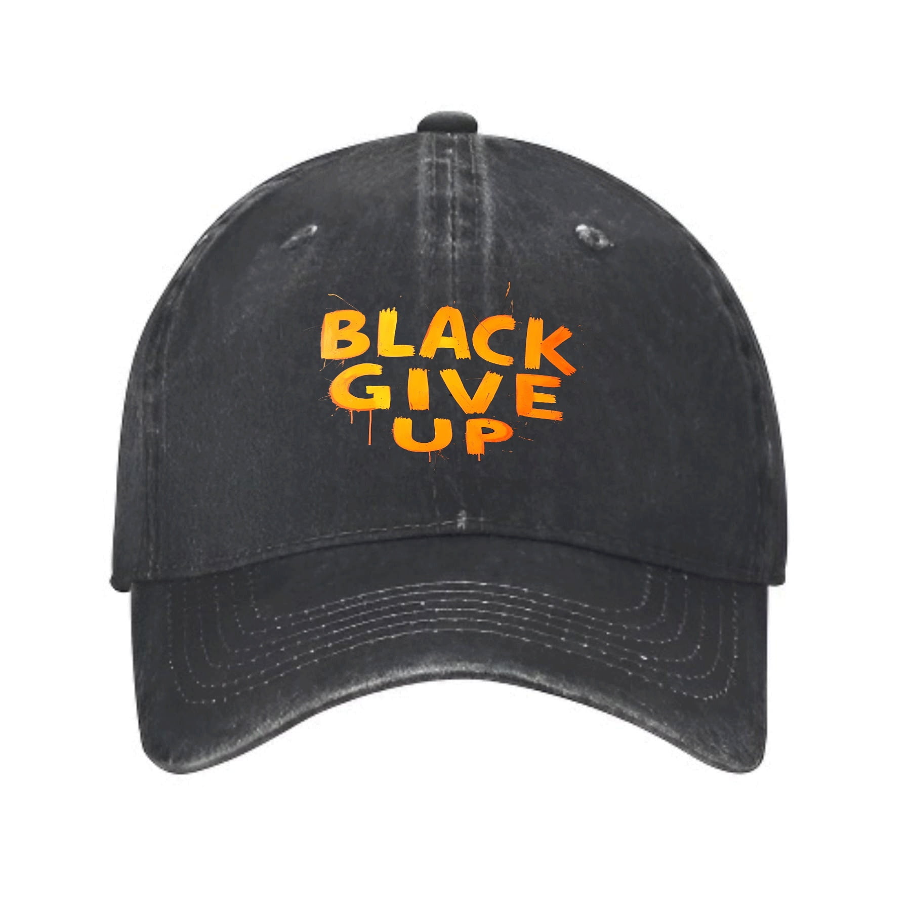 Vintage Cotton Washed Distressed Baseball Cap - Black with Bold " BLACK ...