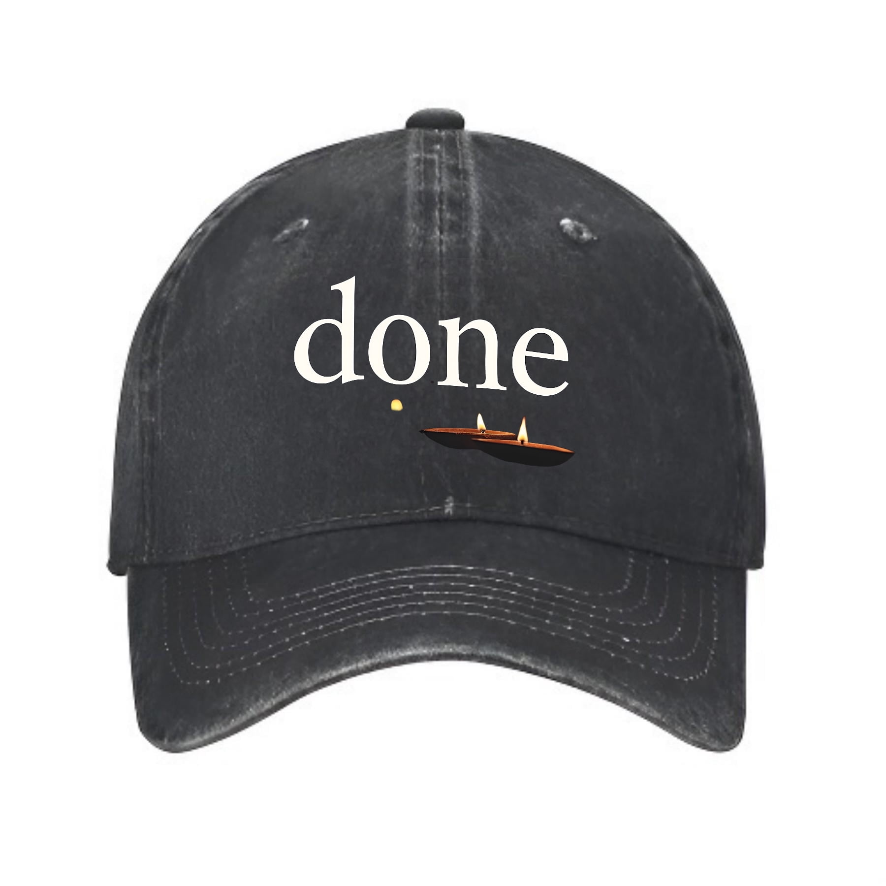 Vintage Cotton Washed Distressed Baseball Cap - Black Curved Brim Hat ...