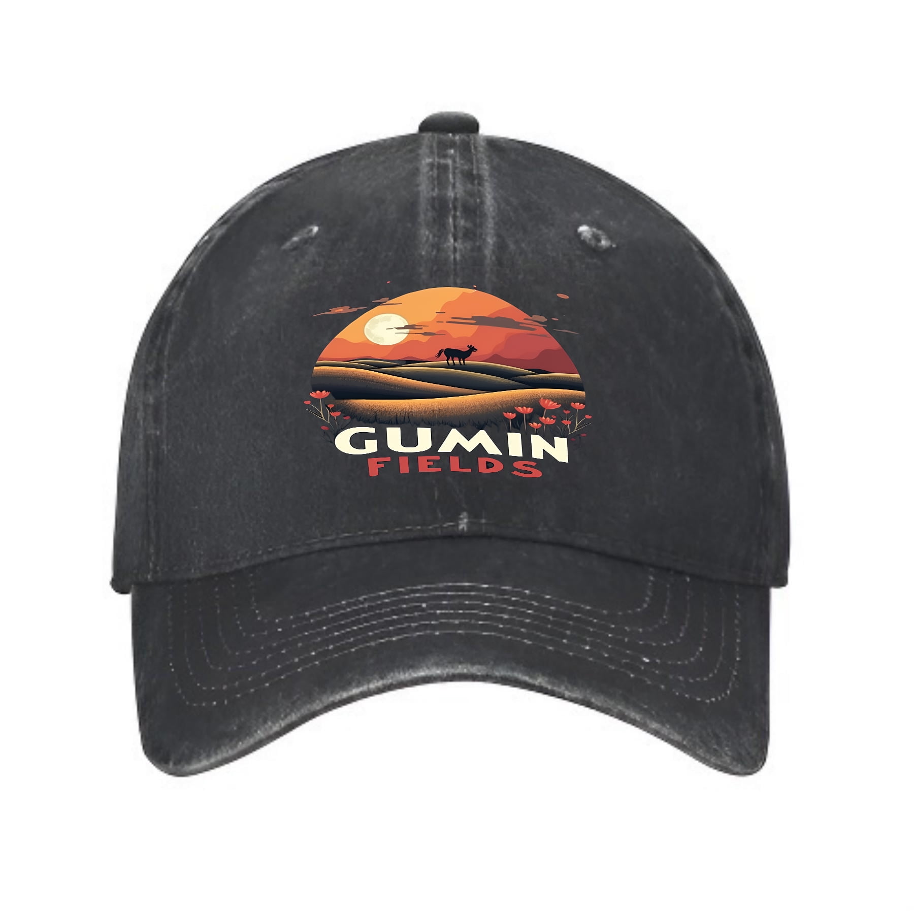 Vintage Cotton Washed Distressed Baseball Cap - Black Dad Hat with ...