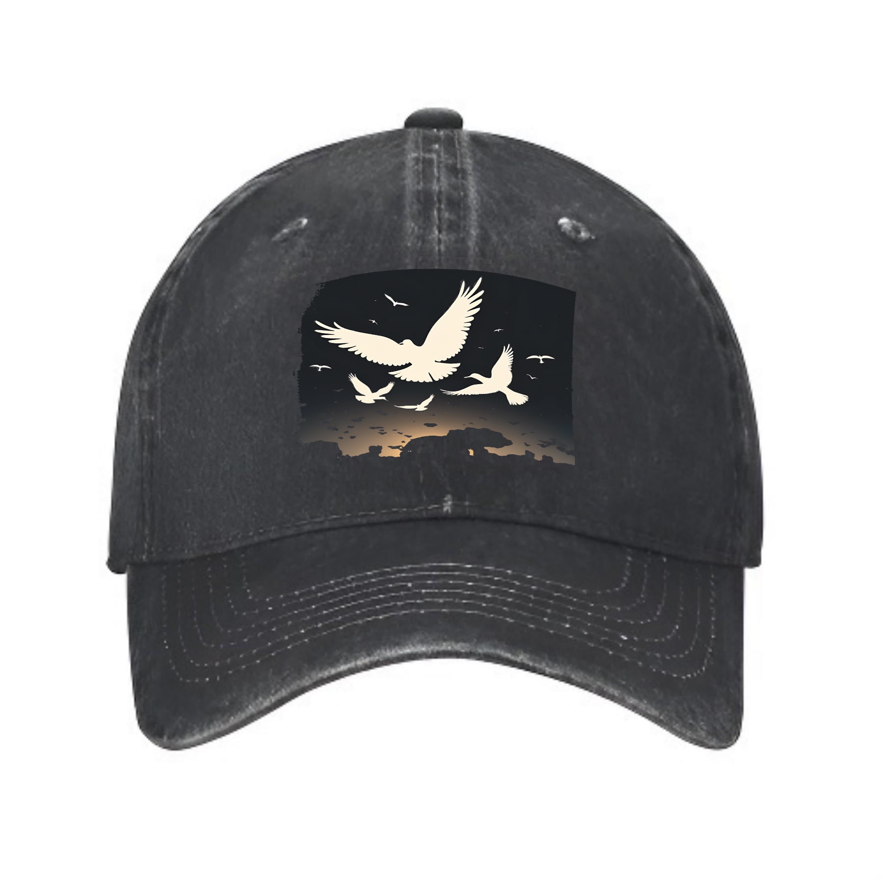 Vintage Cotton Washed Distressed Baseball Cap - Black Dad Hat with ...