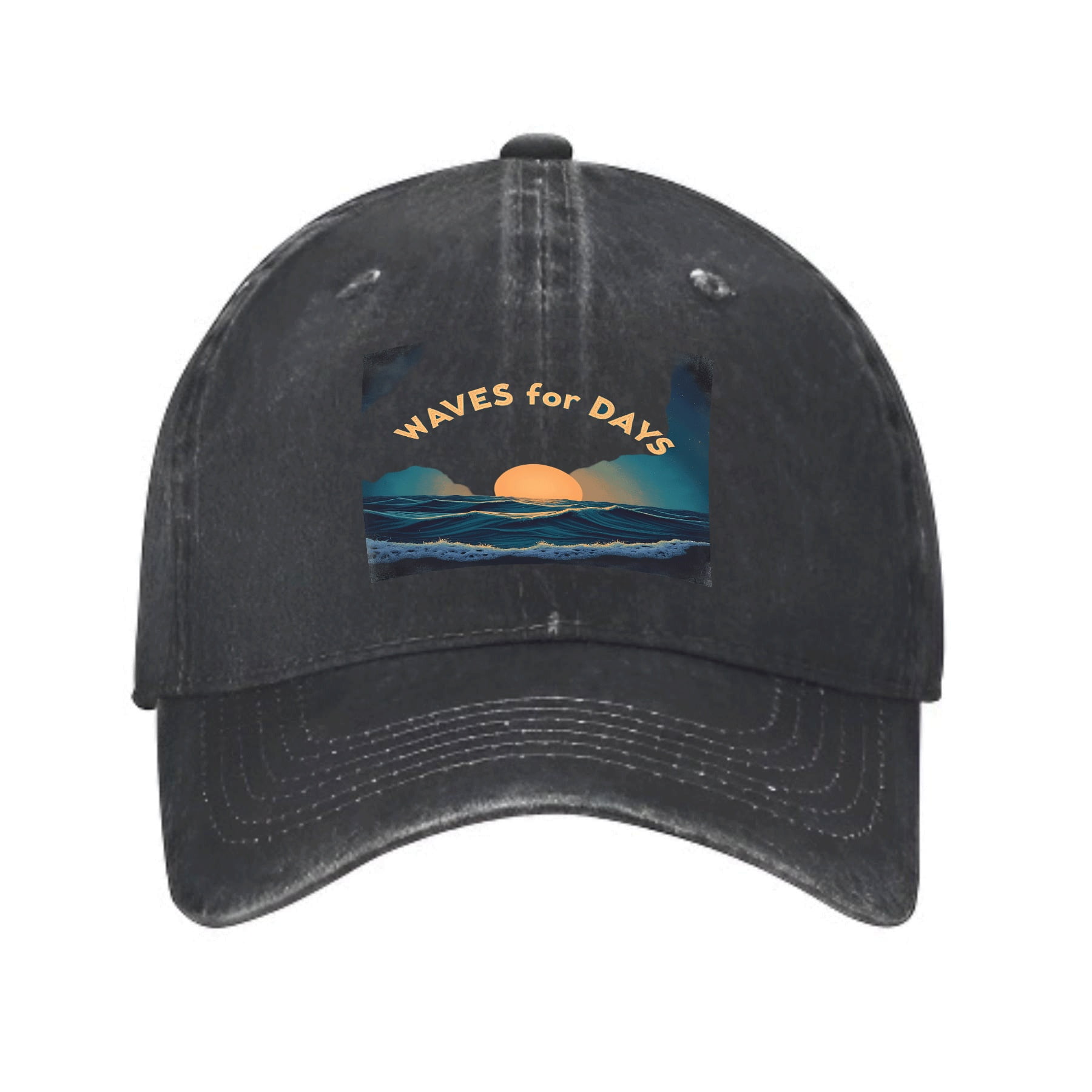 Vintage Cotton Washed Distressed Baseball Cap - Black Dad Hat with ...