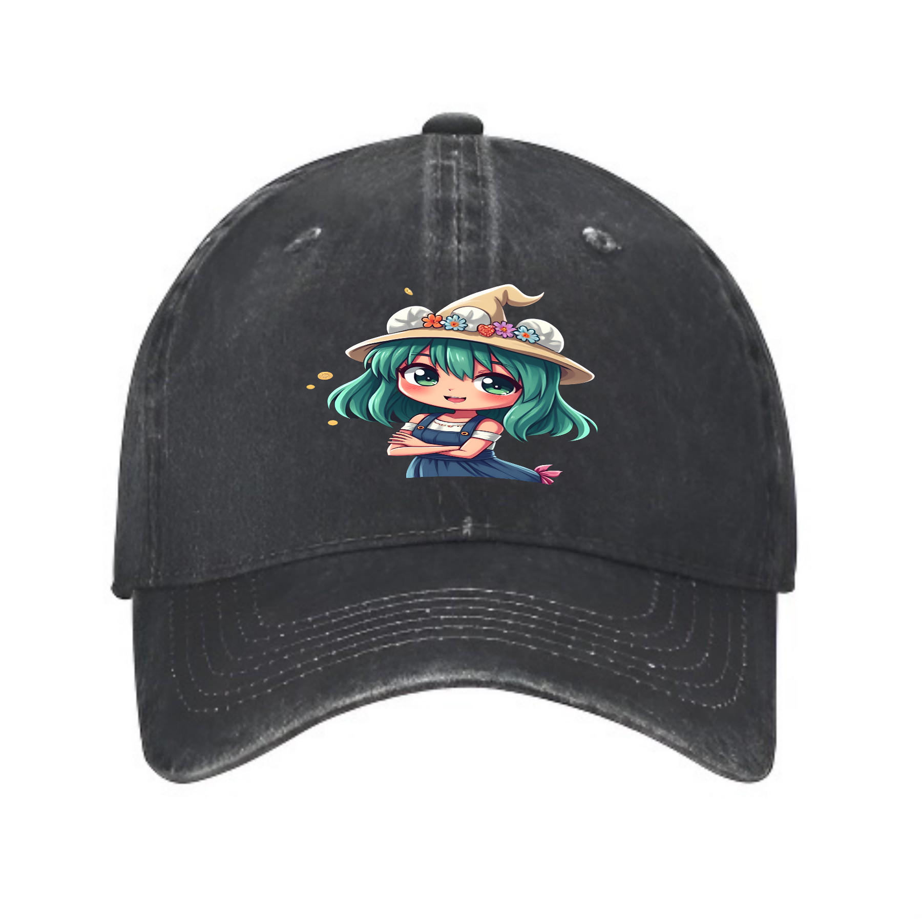 Vintage Cotton Washed Distressed Baseball Cap - Cartoon Character with ...