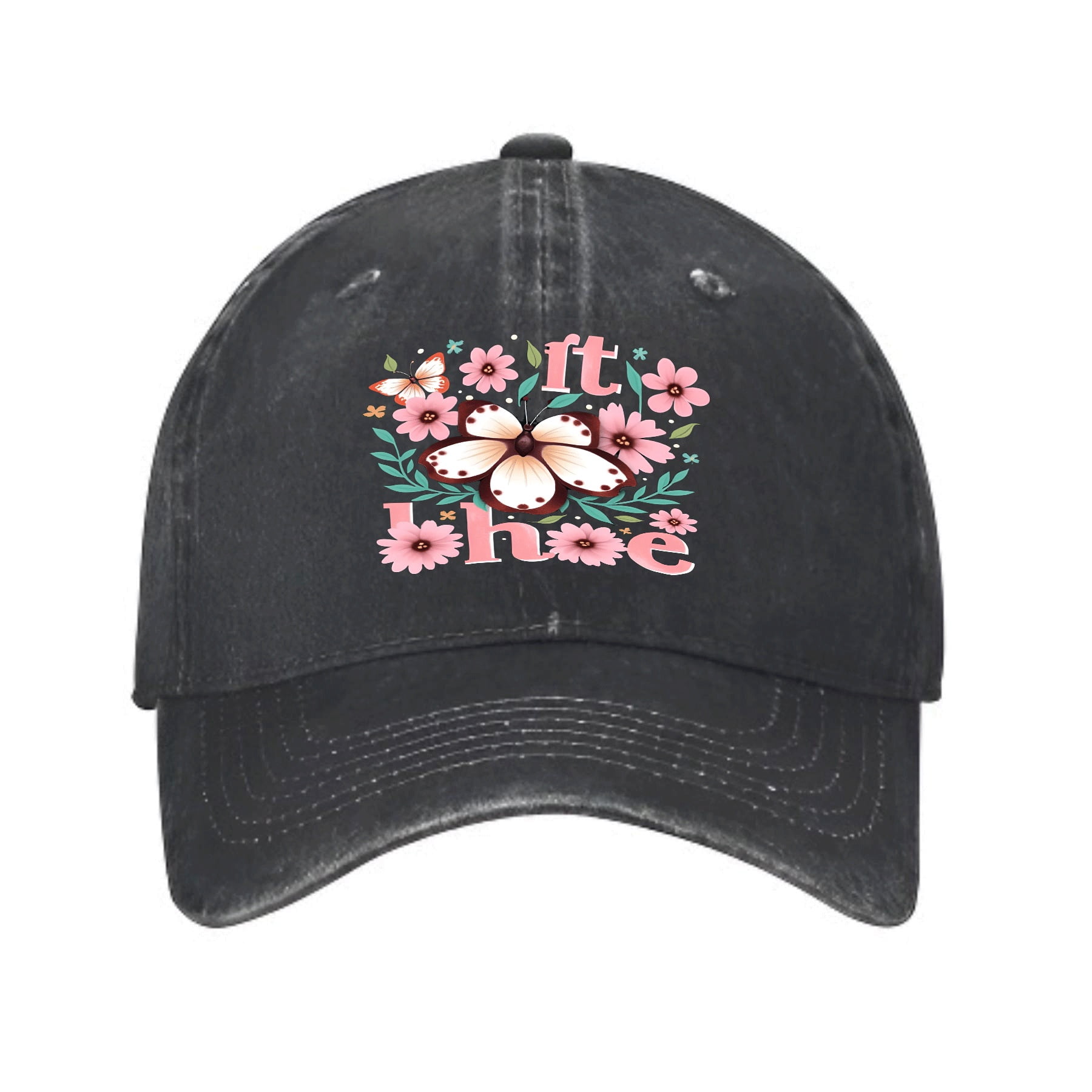Vintage Cotton Washed Distressed Baseball Cap - Cheerful Black Dad Hat ...