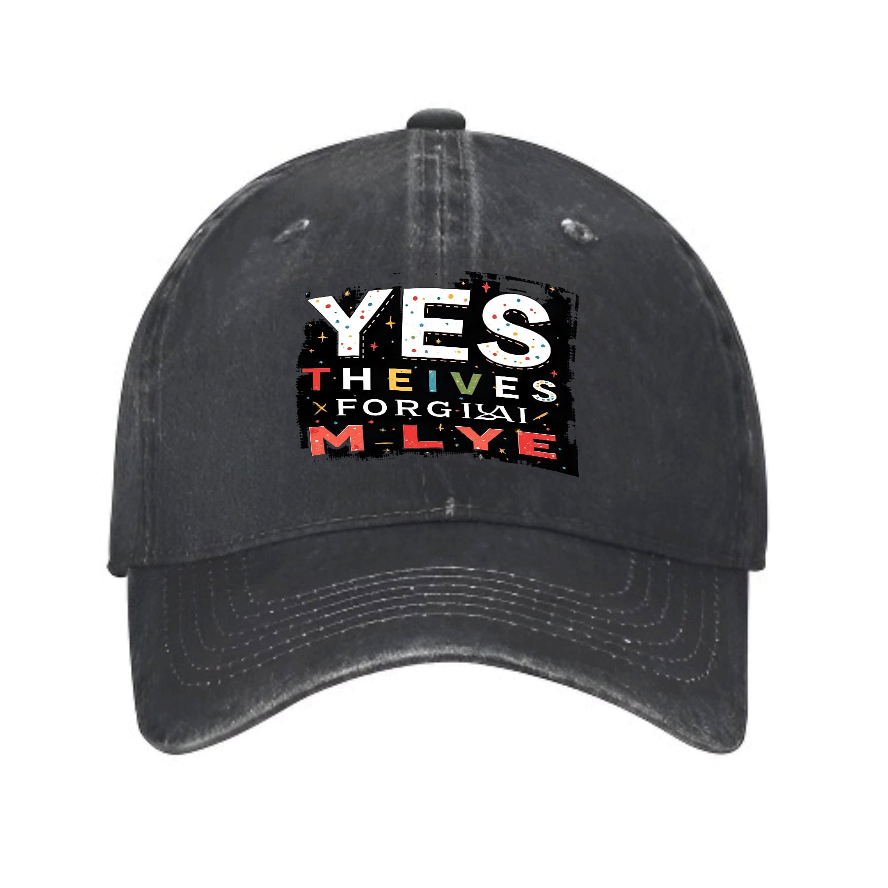 Vintage Cotton Washed Distressed Baseball Cap - Colorful Pixelated ...