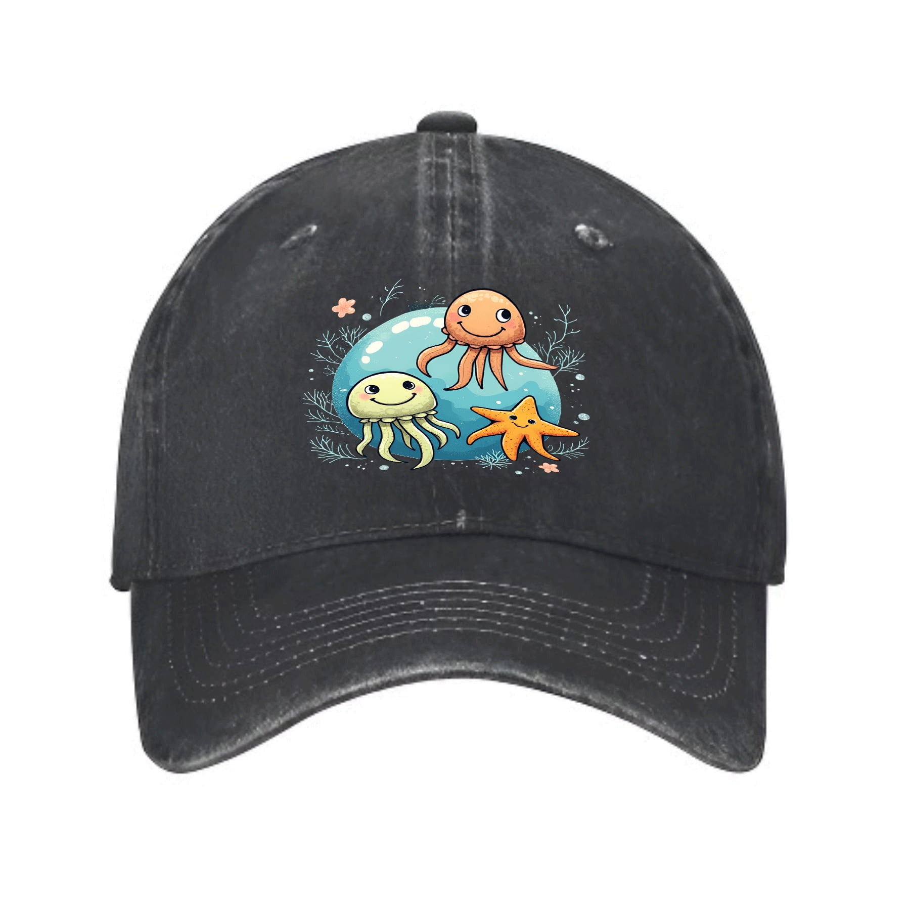 Vintage Cotton Washed Distressed Baseball Cap - Playful Underwater ...