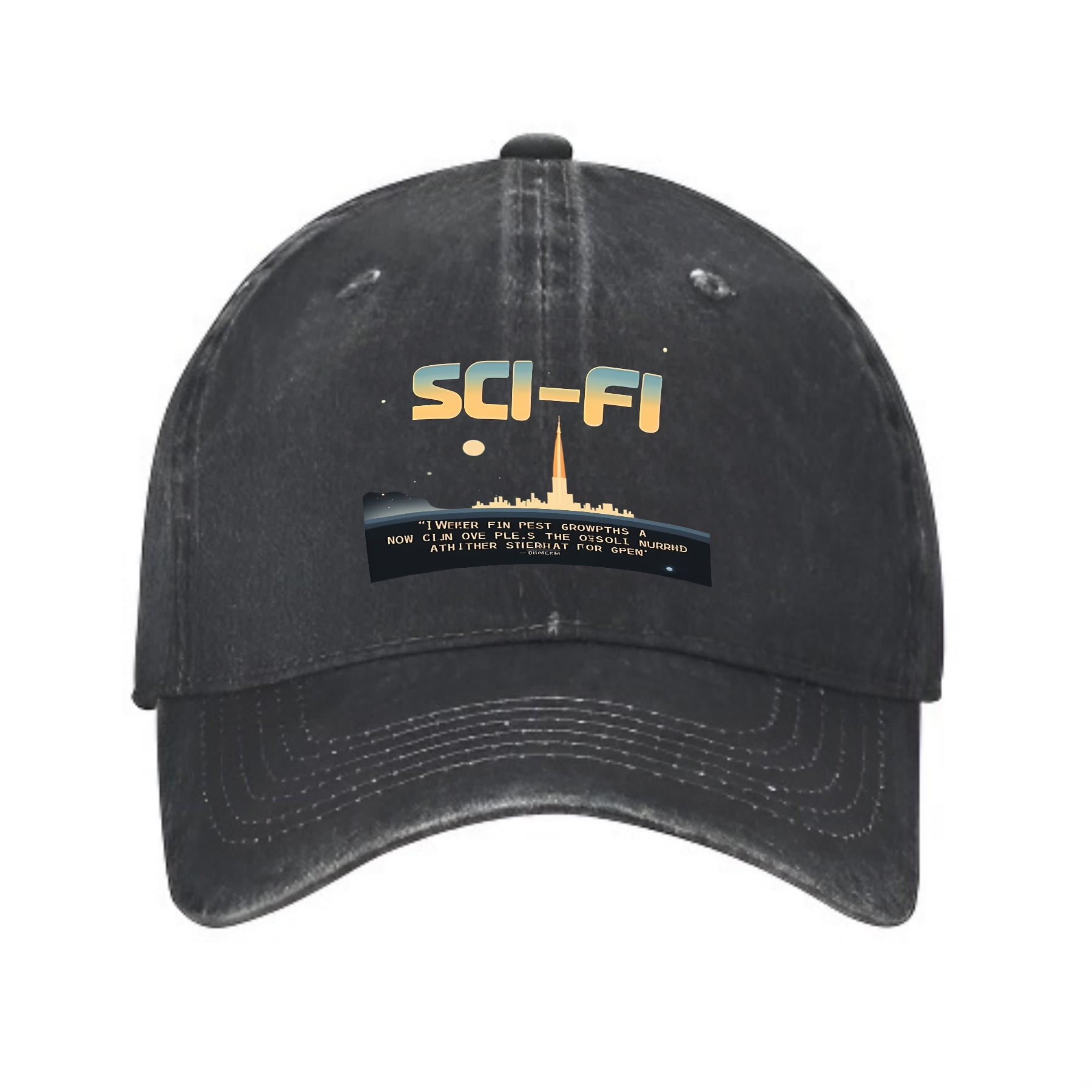 Vintage Cotton Washed Distressed Baseball Cap - Sci - Fi Graphic Design ...