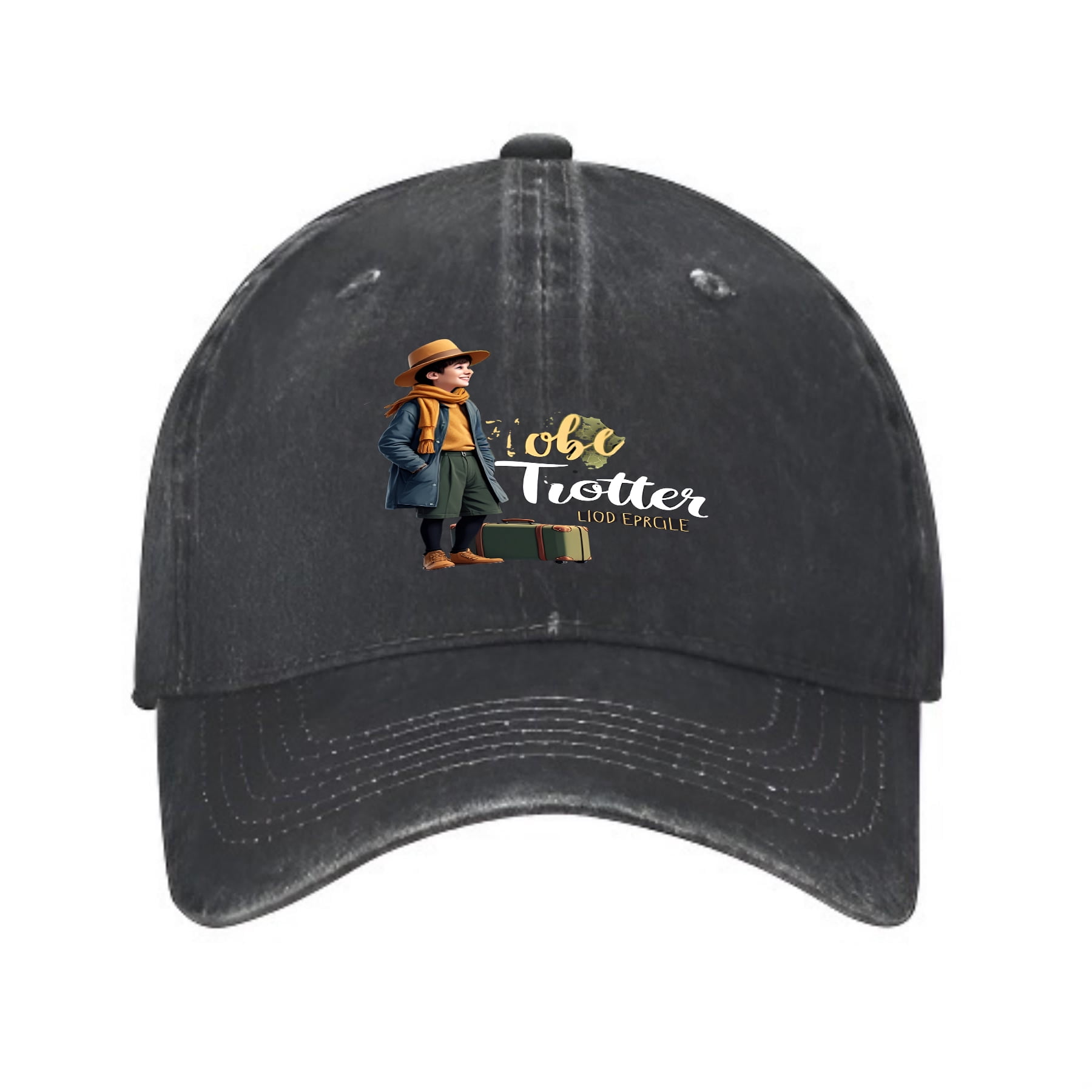 Vintage Cotton Washed Distressed Baseball Cap with Cartoon Character ...