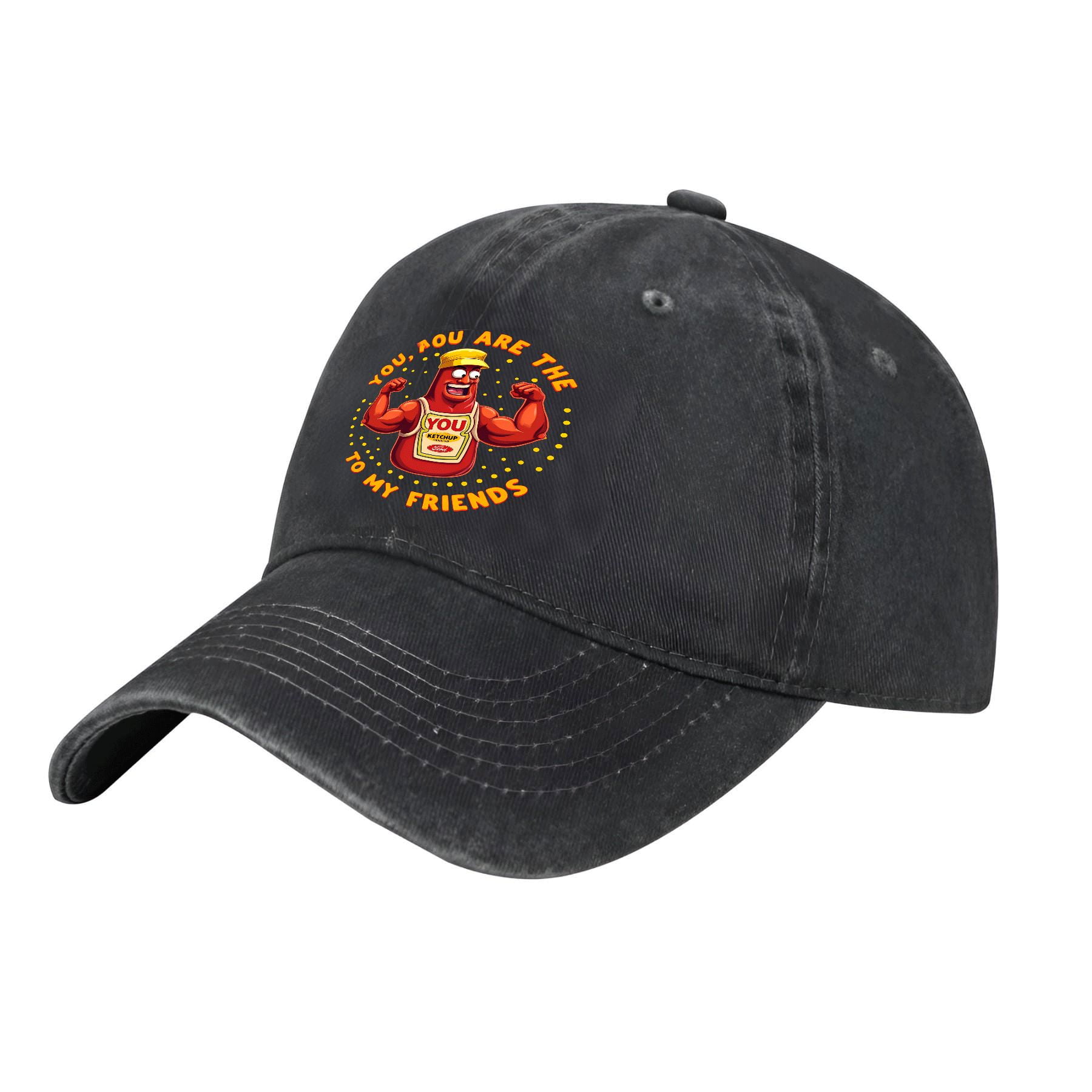 Vintage Cotton Washed Distressed Baseball Cap with Cartoon Character ...