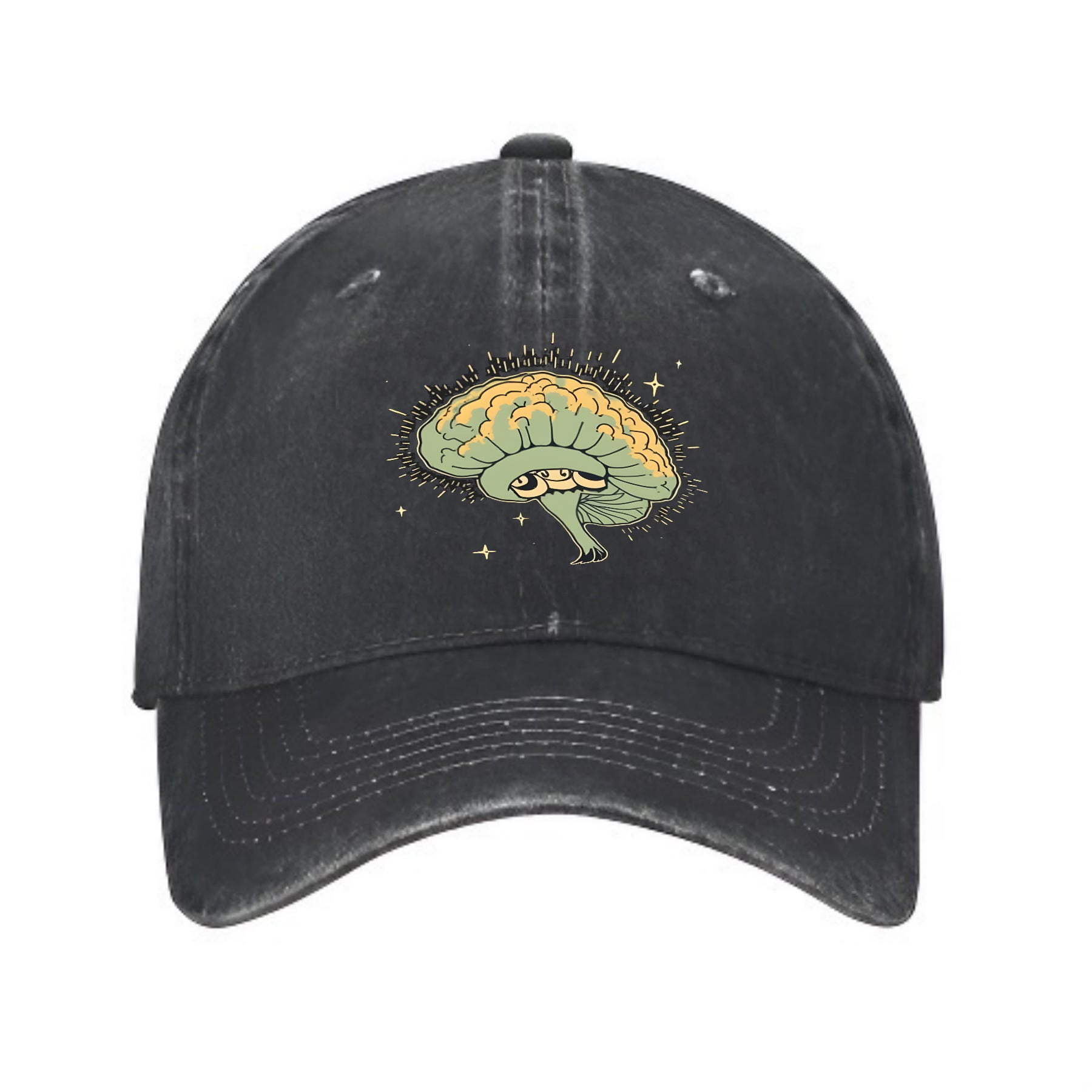 Vintage Cotton Washed Distressed Baseball Cap with Cartoon Smiling ...