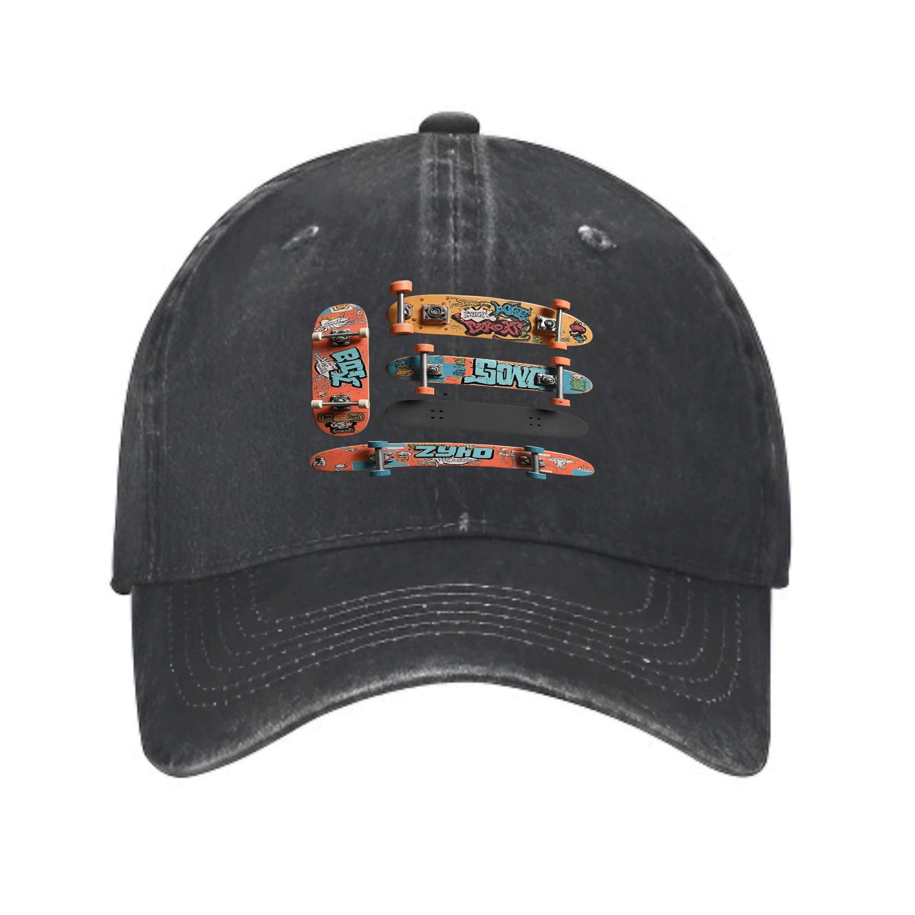 Vintage Cotton Washed Distressed Baseball Cap with Unique Skateboard ...