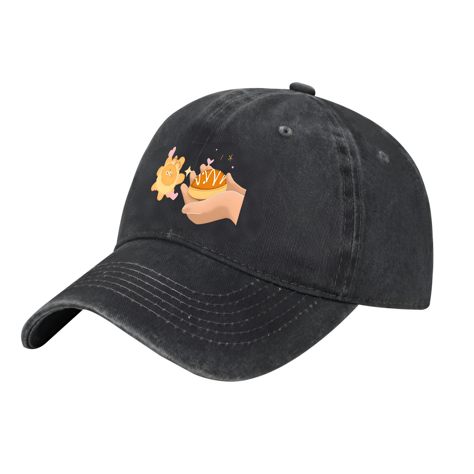 Vintage Cotton Washed Distressed Baseball Cap with Whimsical Sun ...