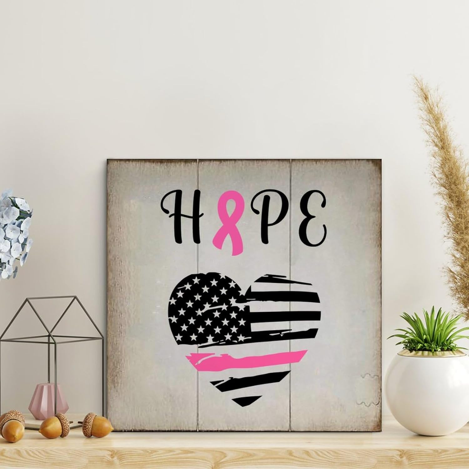 Vintage Country Awareness Ribbon Wooden Pallet Sign Hope Flag Heart ...