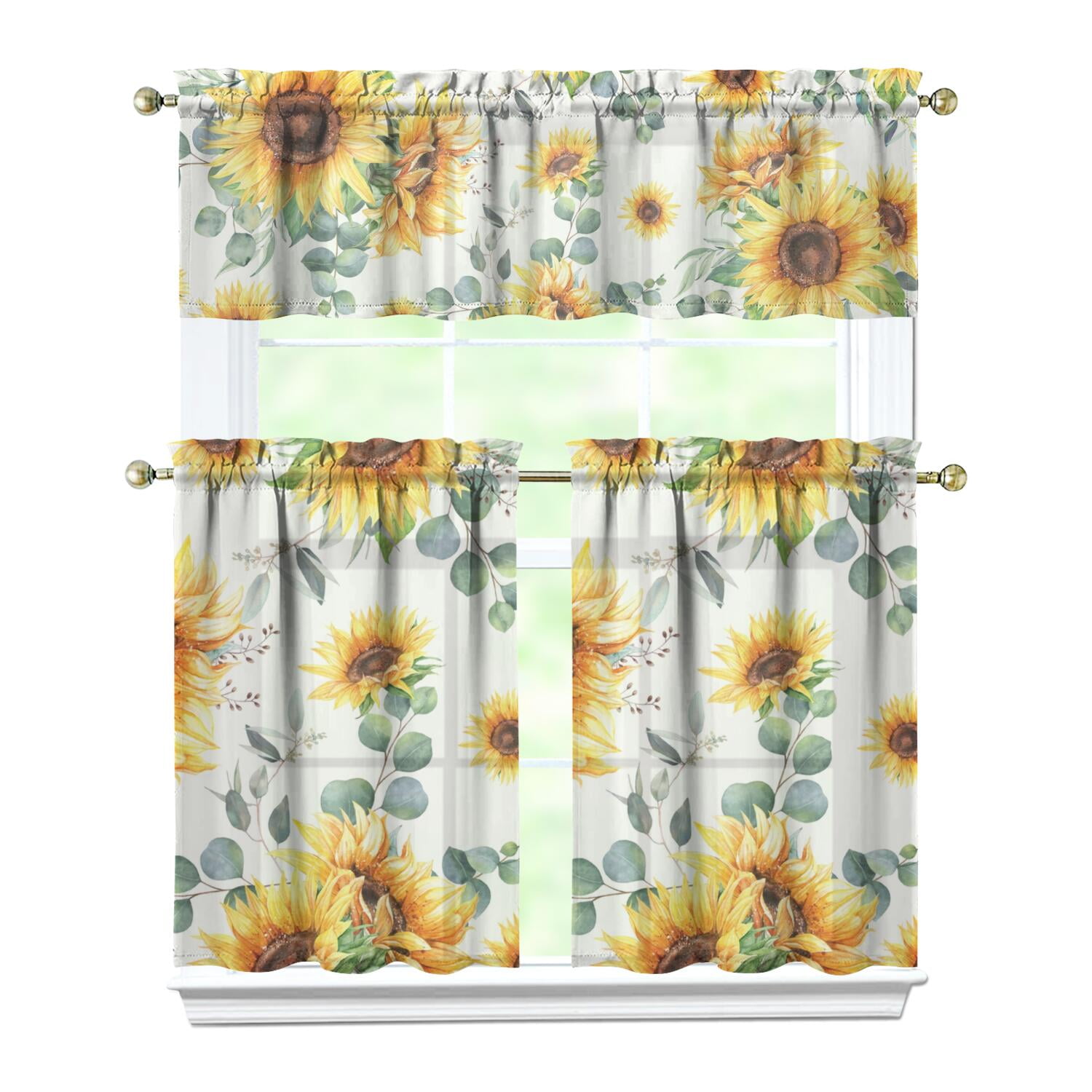 Vintage Country Bloom Curtains 36 Inch - 3 Panel Floral Bohemian Set ...