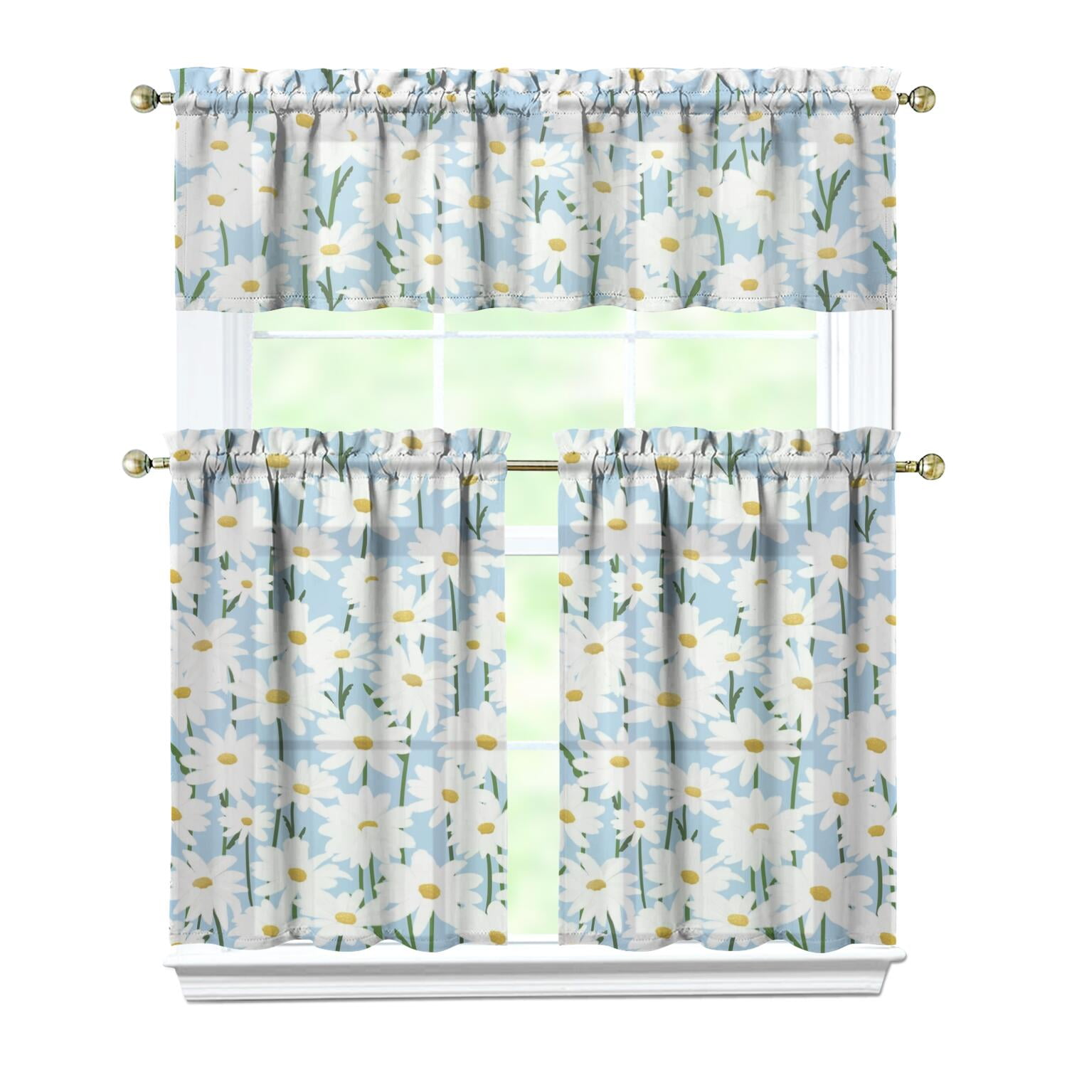 Vintage Country Curtains 36 Inch - 3 Panel Rustic Bloom Set with ...