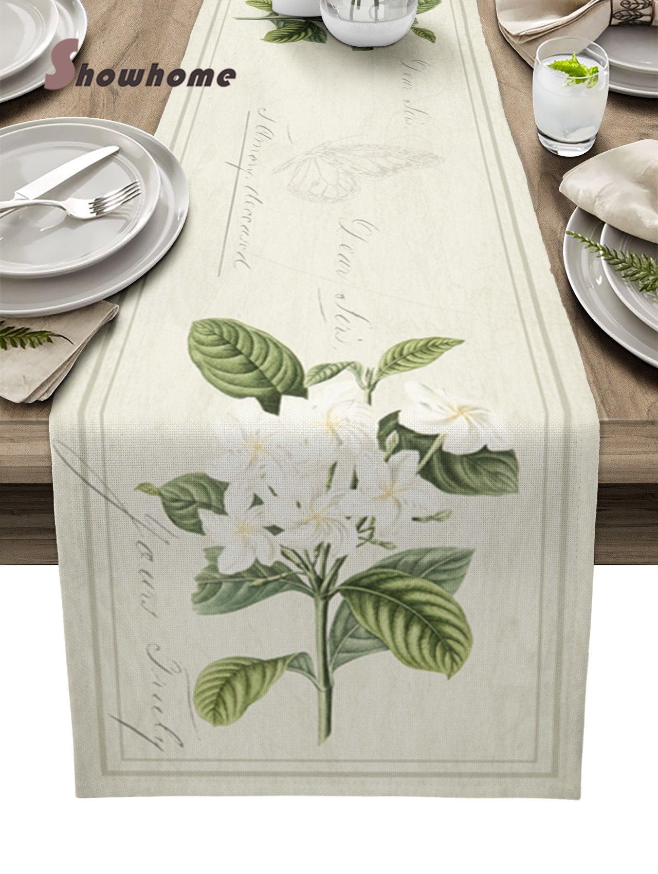 Vintage Country Plant White Rose Table Runner Luxury Wedding ration ...