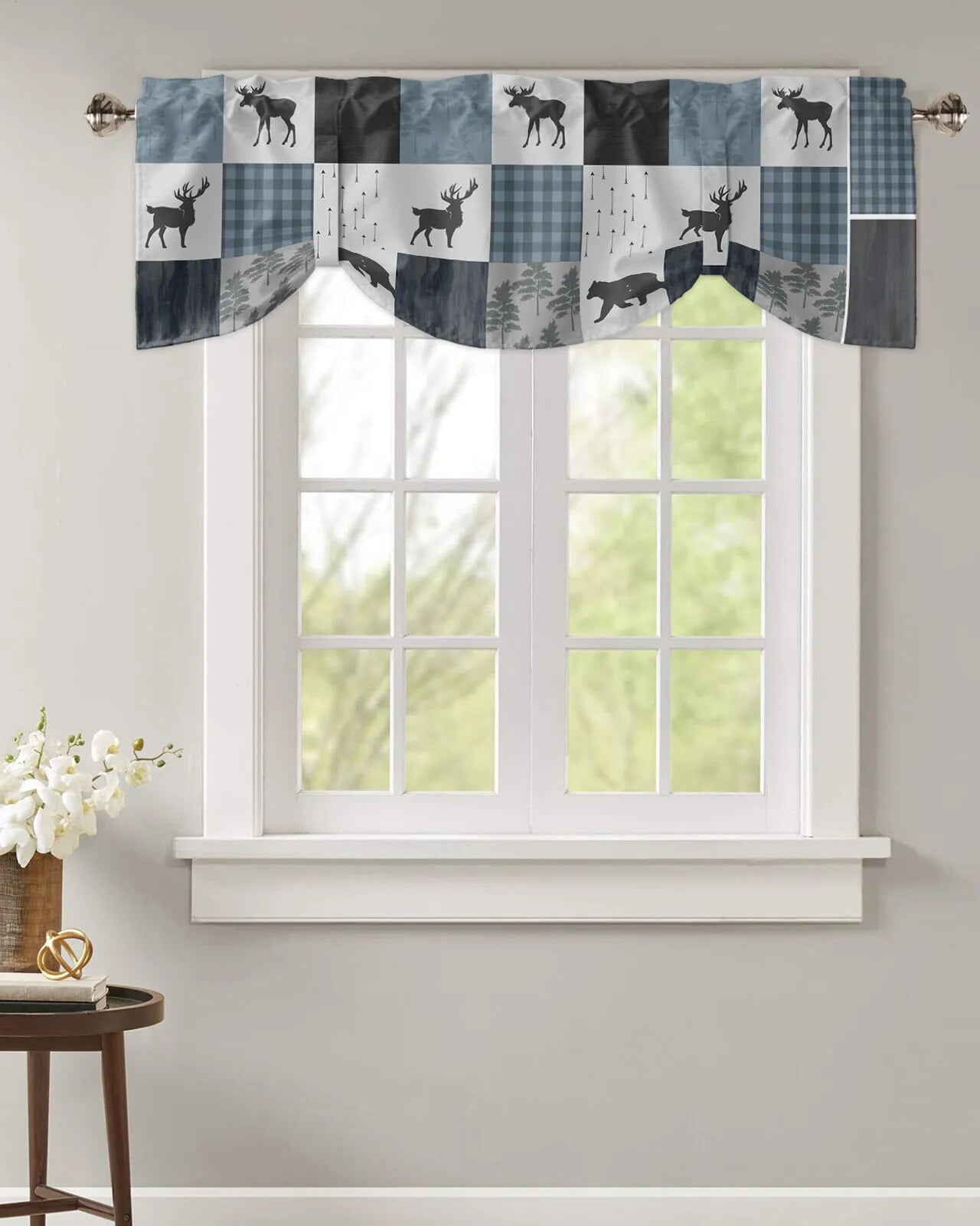 Vintage Country Style Bear Moose Woods Window Curtain Kitchen Cabinet ...