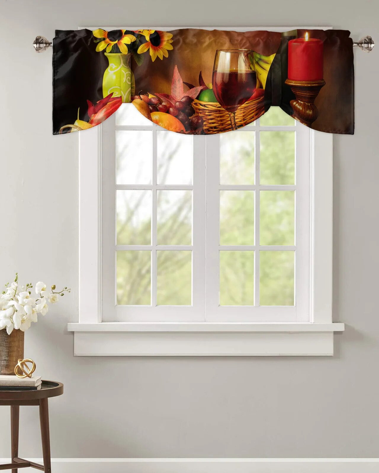 Vintage Country Style Fruit Food Wine Window Curtain Kitchen Cabinet ...