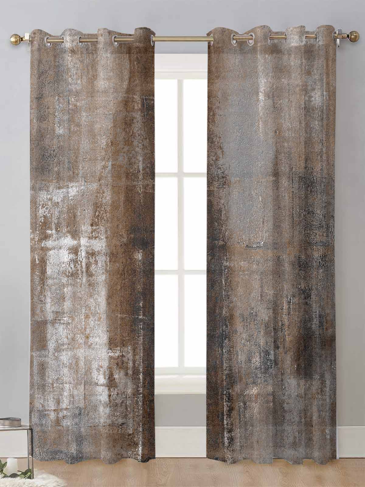 Vintage Country Style Oil Painting Texture Abstract Sheer Curtains ...