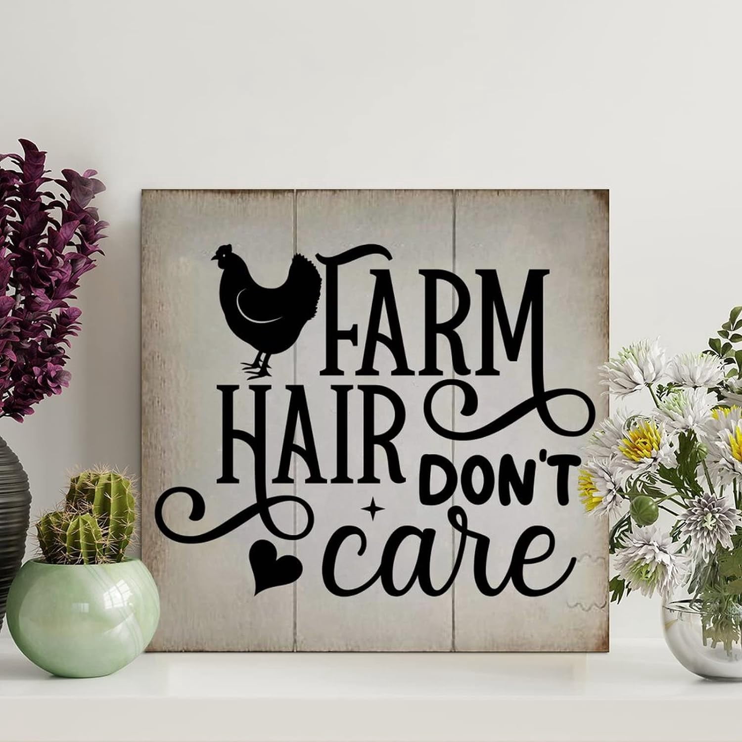 Vintage Country Wooden Pallet Sign Farm Hair Don'T Care Wood Signs ...