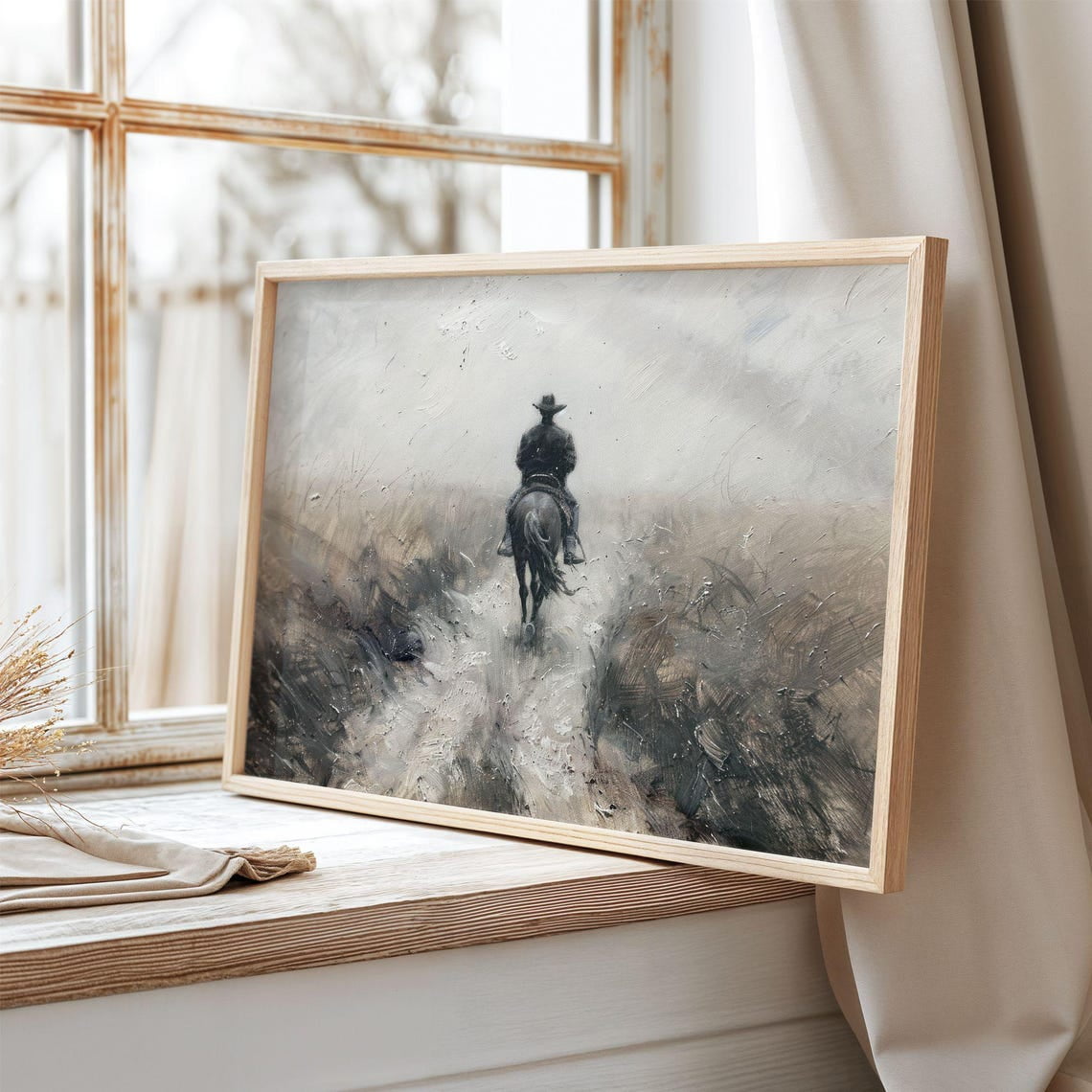Vintage Cowboy Art, Rustic Western Print, Neutral Brown Tones, Old West ...