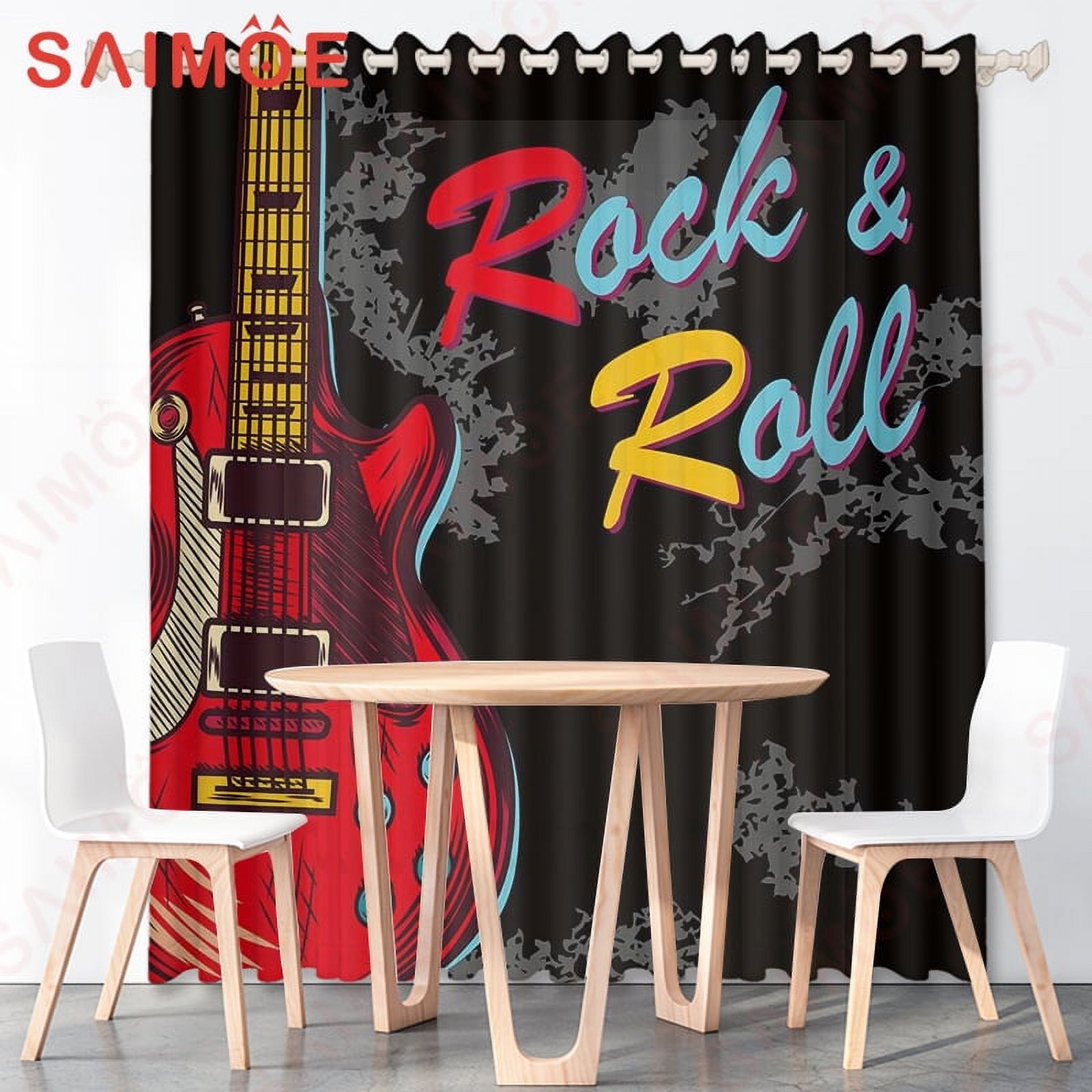 Vintage Cowboy Hat Boots Guitar Rock Style Curtain Living Room Bedroom ...