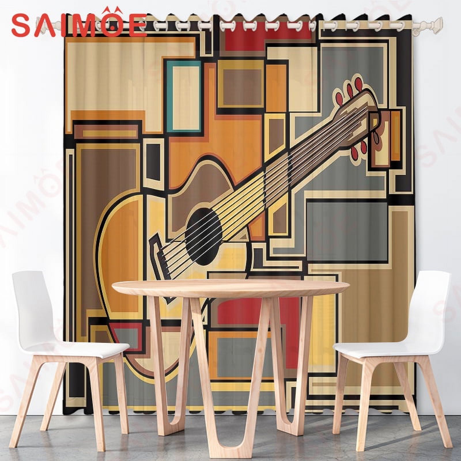 Vintage Cowboy Hat Boots Guitar Rock Style Curtain Living Room Bedroom ...