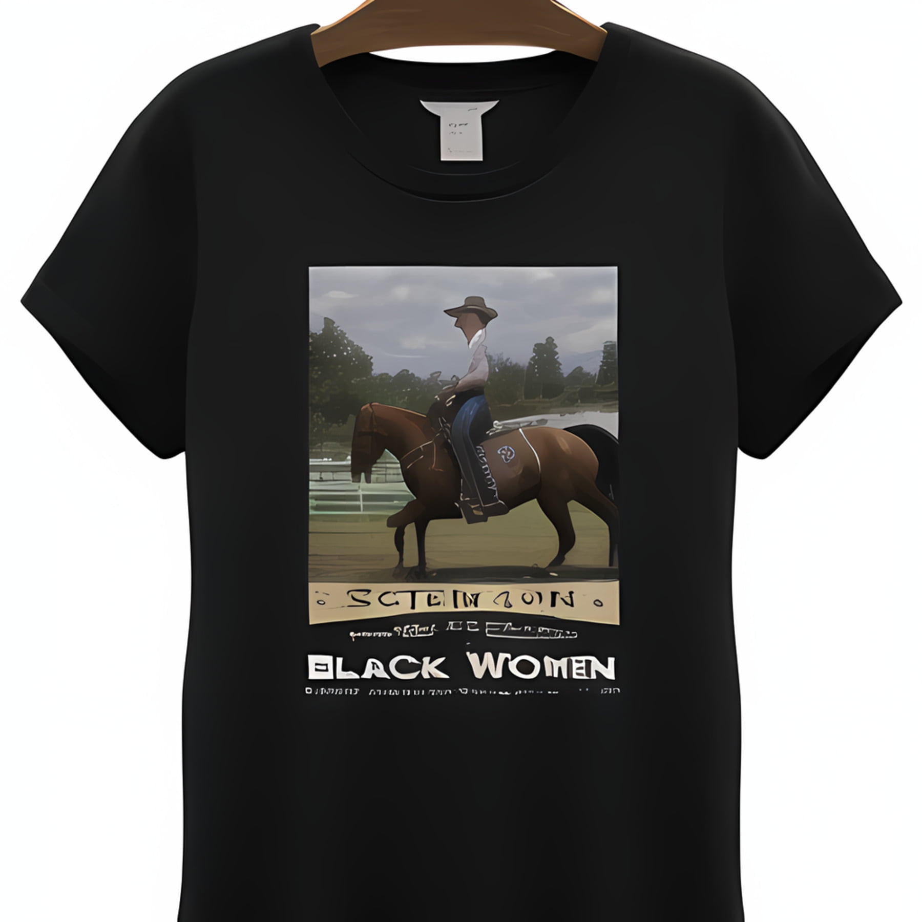 Vintage Cowboy Horseback Riding T-Shirt for Black Women Realistic ...