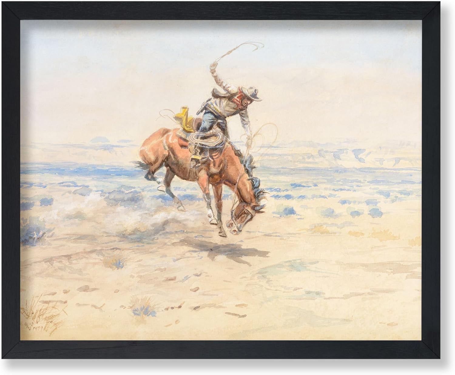 Vintage Cowboy Poster - Retro Bucking Bronco Print - Wild West Art ...