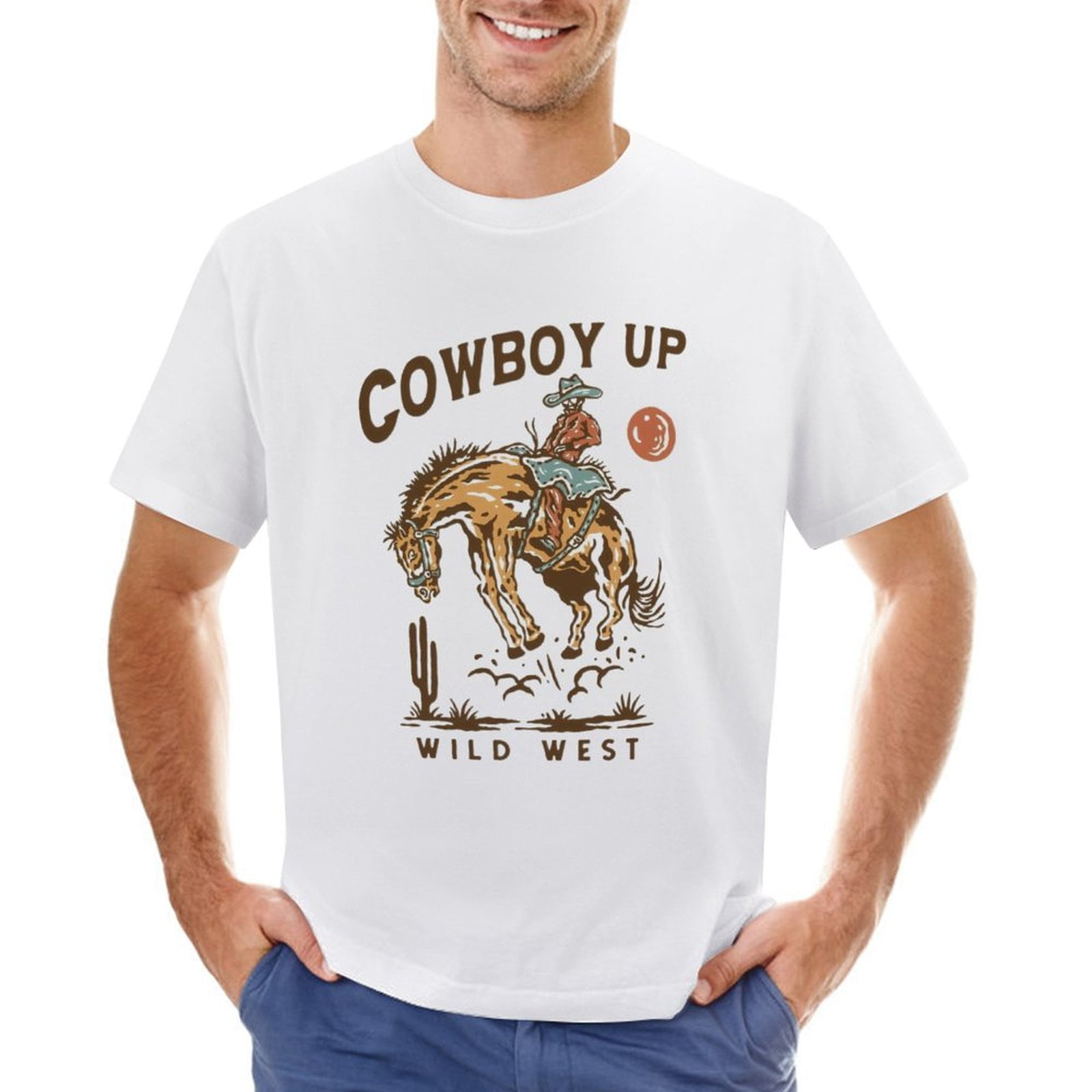Vintage Cowboy Rodeo Illustration T-Shirt Men's Western Tee - Walmart.com