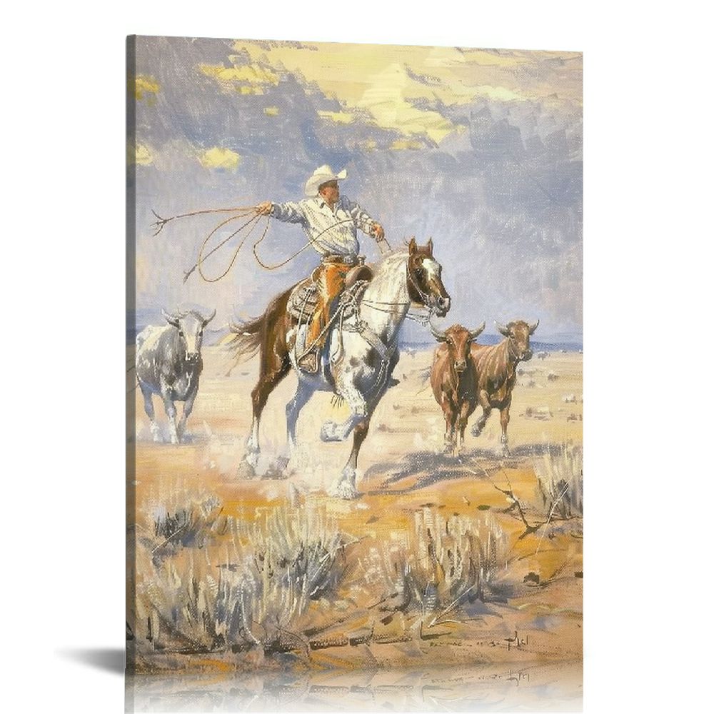 Vintage Cowboys From The Bar Triangle Poster - Retro Cowboy Print ...
