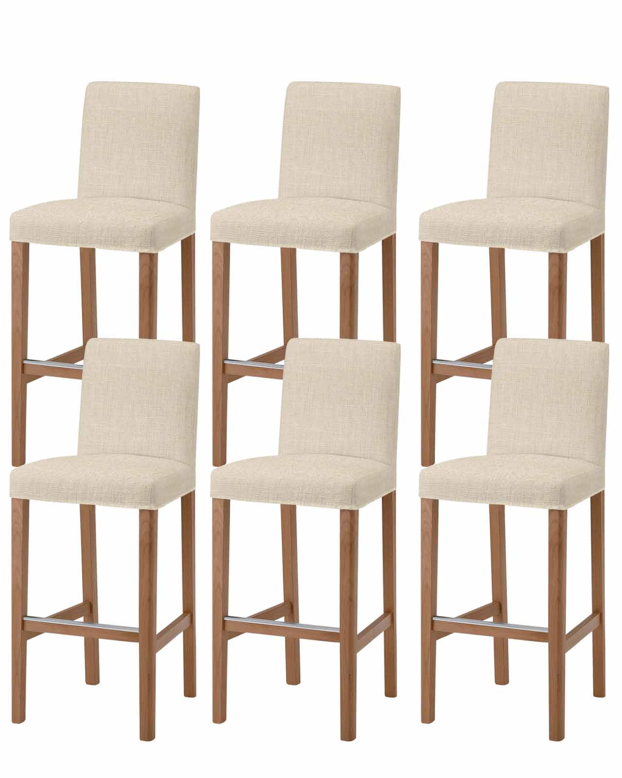 Vintage Cream Bar Stool Covers Set of 6, Farmhouse Retro Beige Solid ...