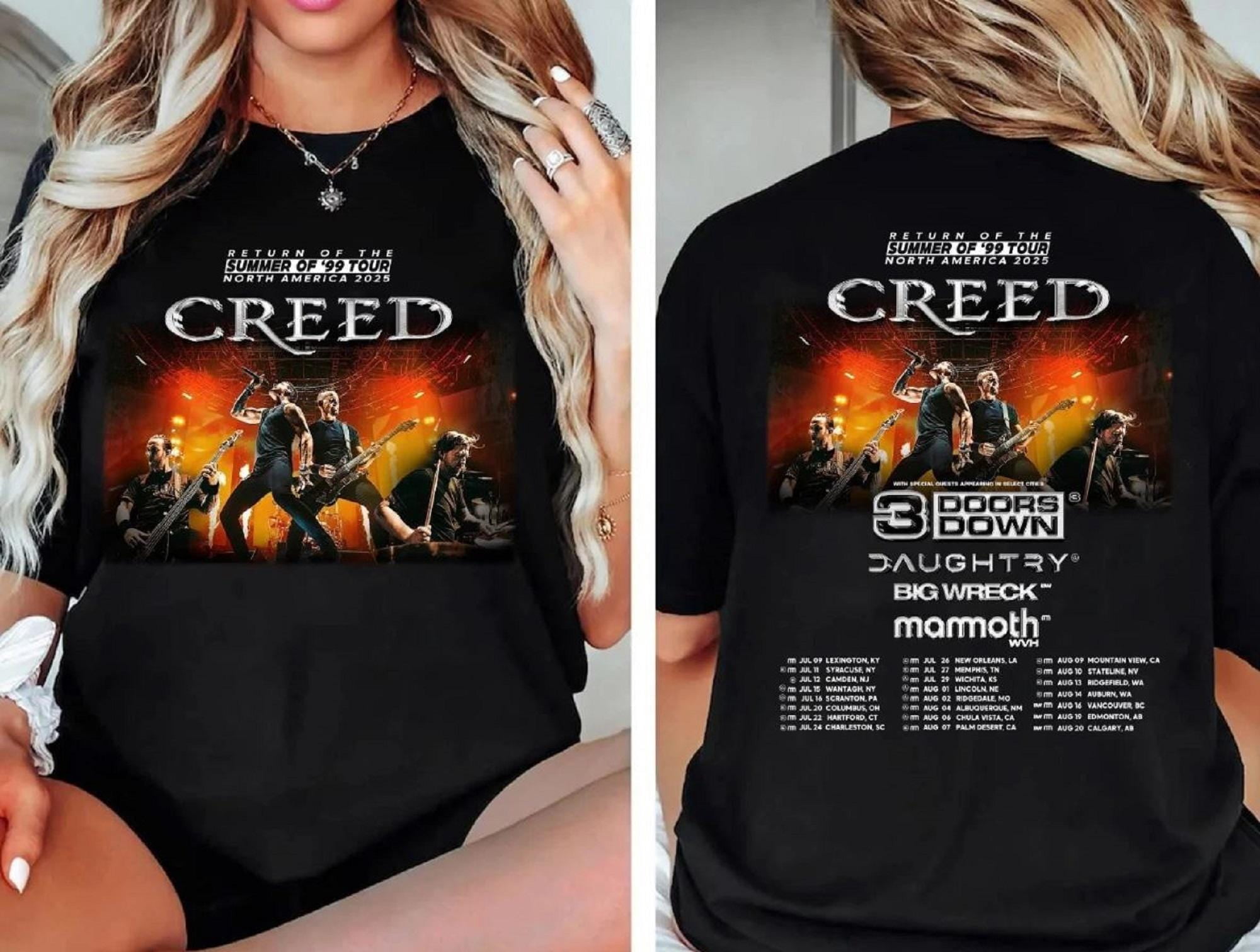 Vintage Creed Tour 2025 Shirt, Creed Summer Of 99 Tour Shirt, Creed ...