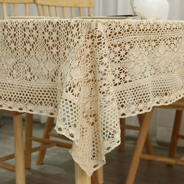 Crochet Cotton Tablecloth,Lace Handmade Vintage Tablecloth Floral Lace ...