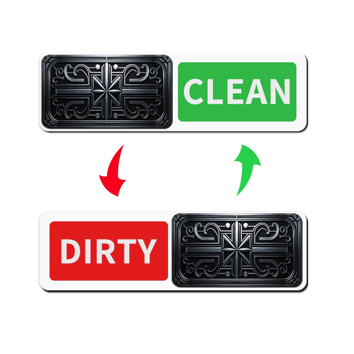Vintage Cross Ornate Metal Sliding Dishwasher Magnet Clean Dirty Sign ...