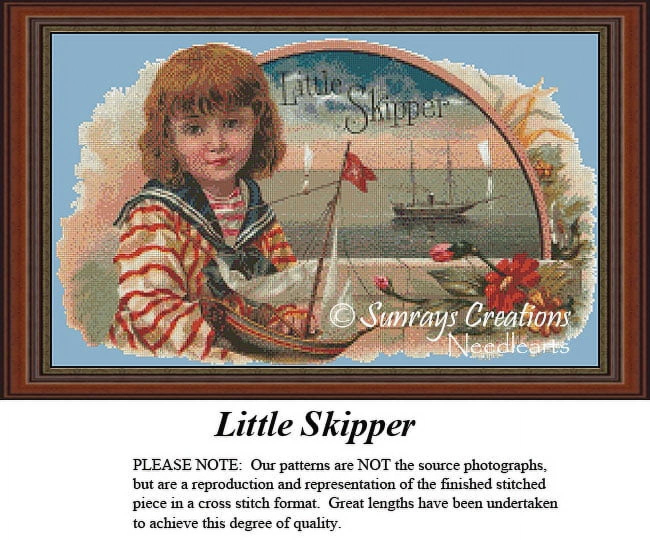 Vintage Cross Stitch Pattern | Little Skipper (Pattern Only, You Provide The Floss and Fabric ...