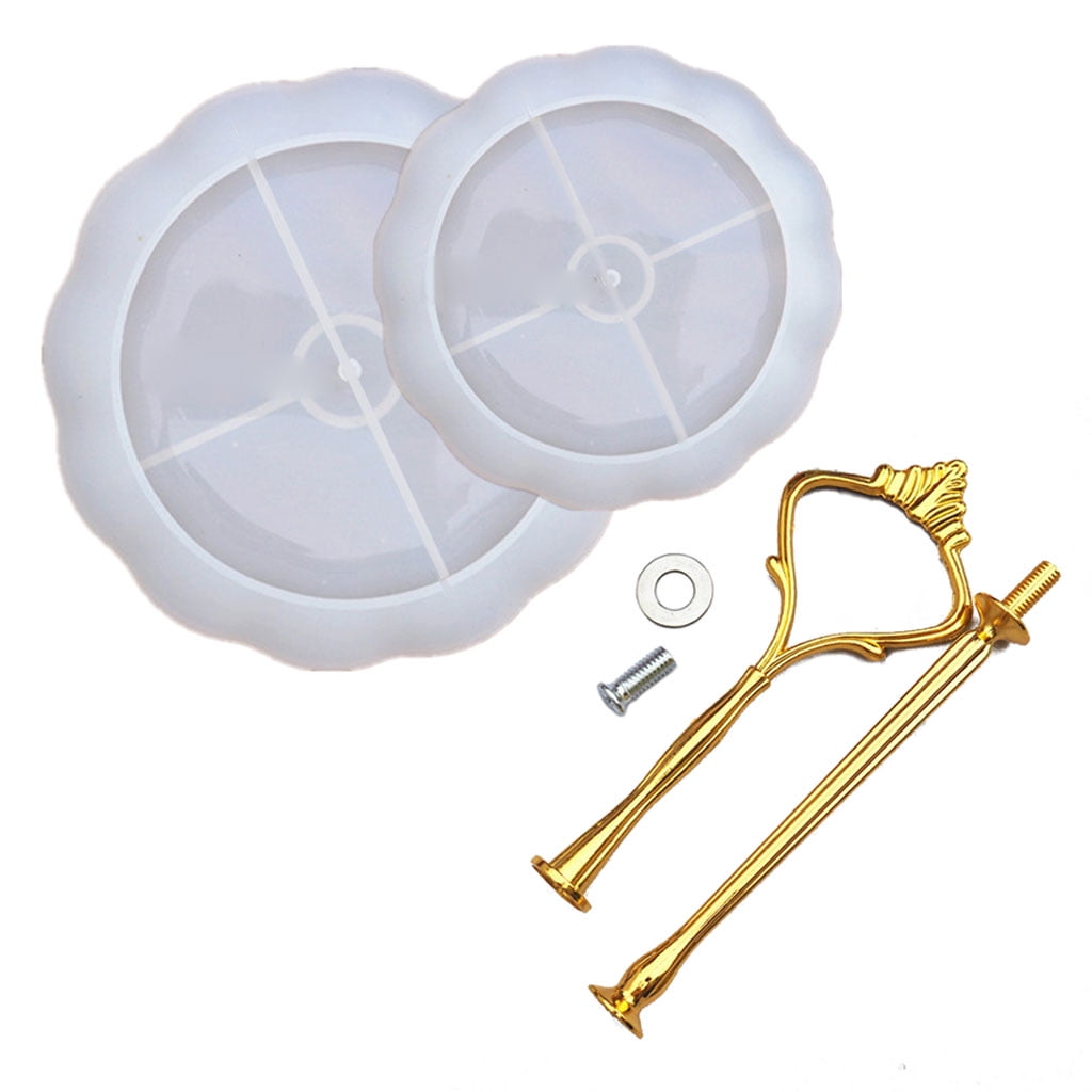 Vintage Crown Metal 2 Tier Cake Fruit Food Plate Stand Resin Casting Mold Fruit Disc Big Plate ...