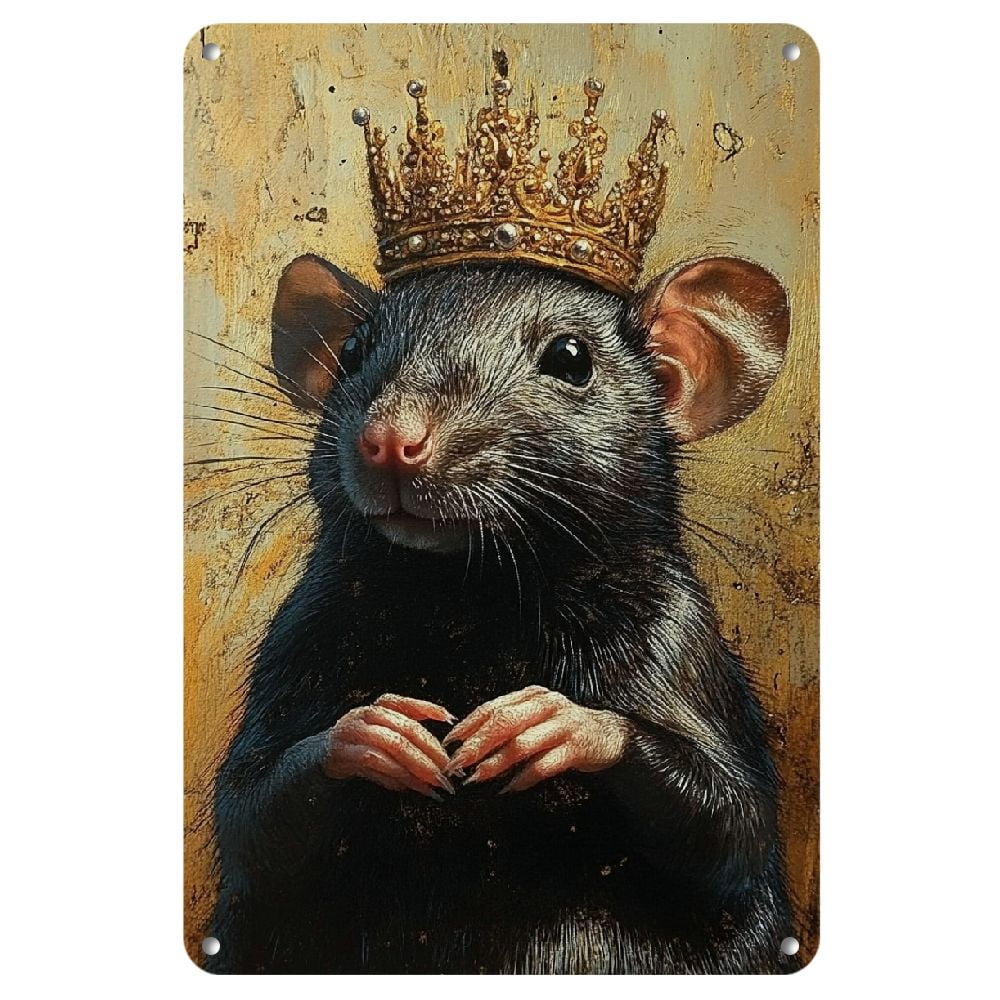 Vintage Crown Rat Metal Iron Sign, 8x12 inches - Wall Art Decoration ...