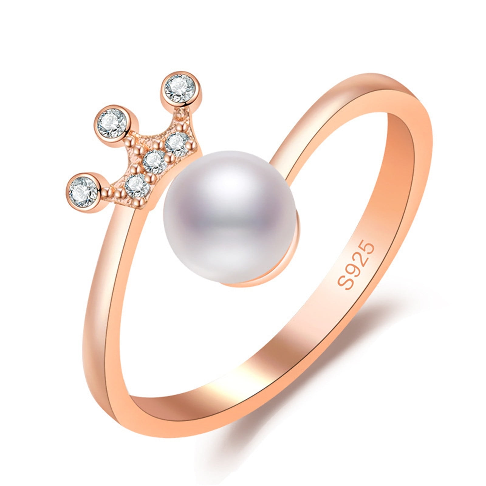 Vintage Crown Statement Open Ring for Women Pearl Beaded Adjustable ...