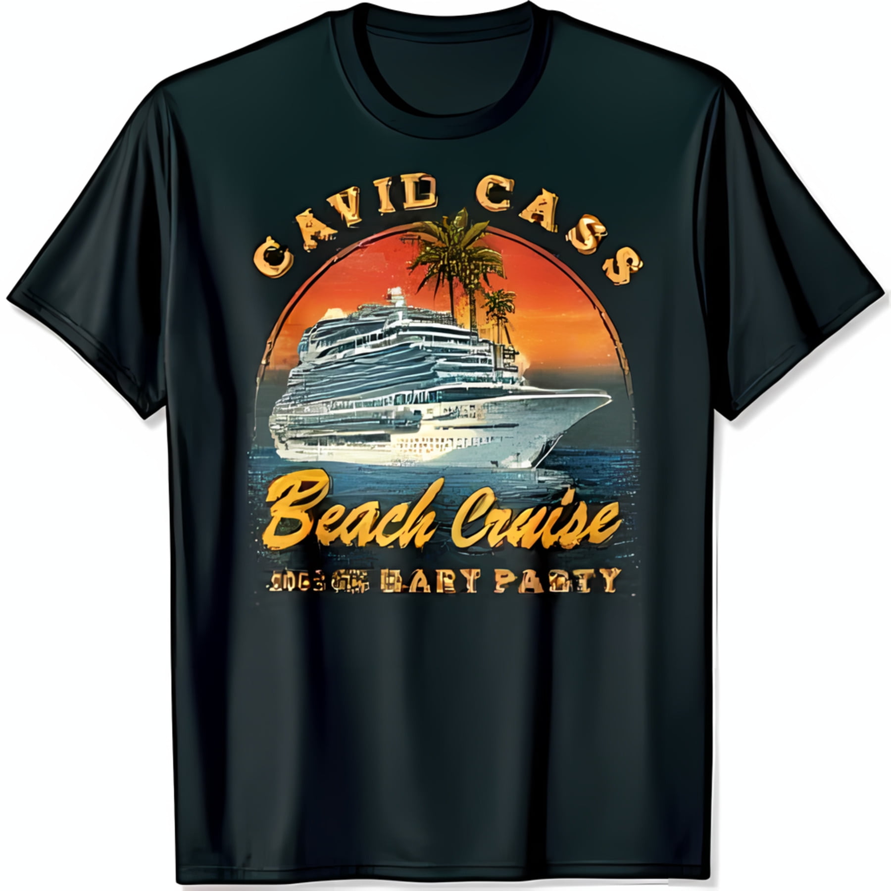 Vintage Cruise Ship Graphic Black T-Shirt for Cass 60th Birthday Party ...