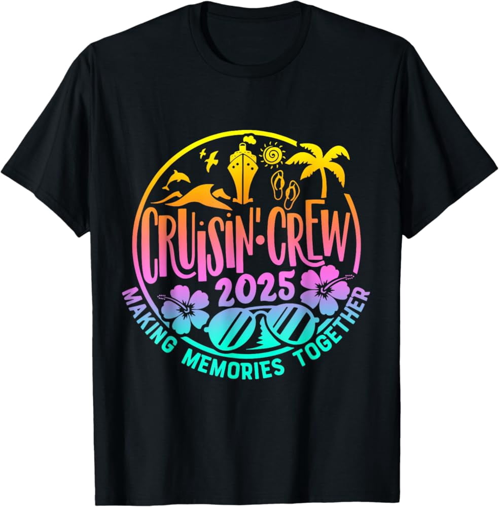Vintage Cruisin Crew 2025 Cruise Family Friends Vacation T-Shirt ...