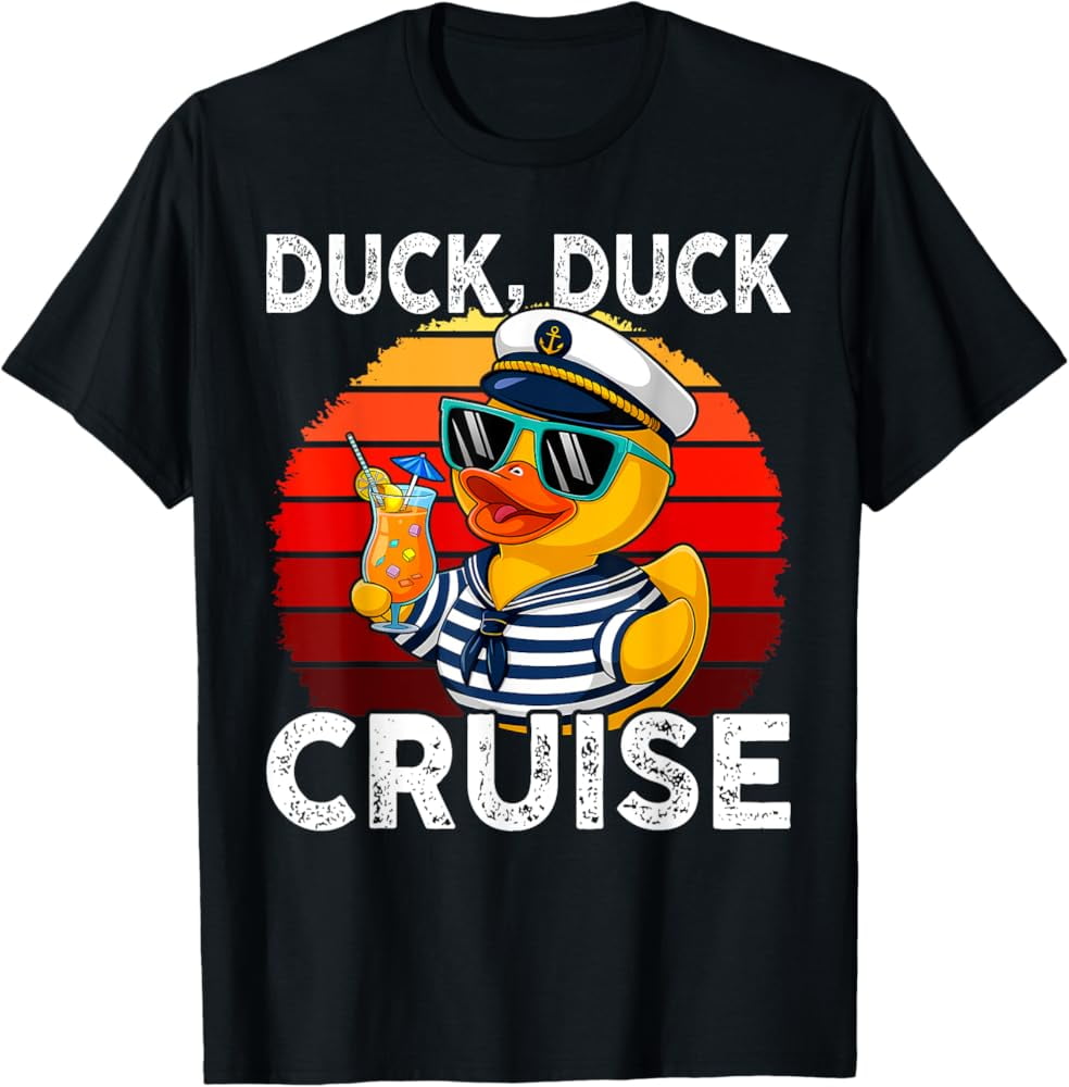 Vintage Cruising Ducks Duck Duck Cruise Family Vacation Rubber Duck T ...