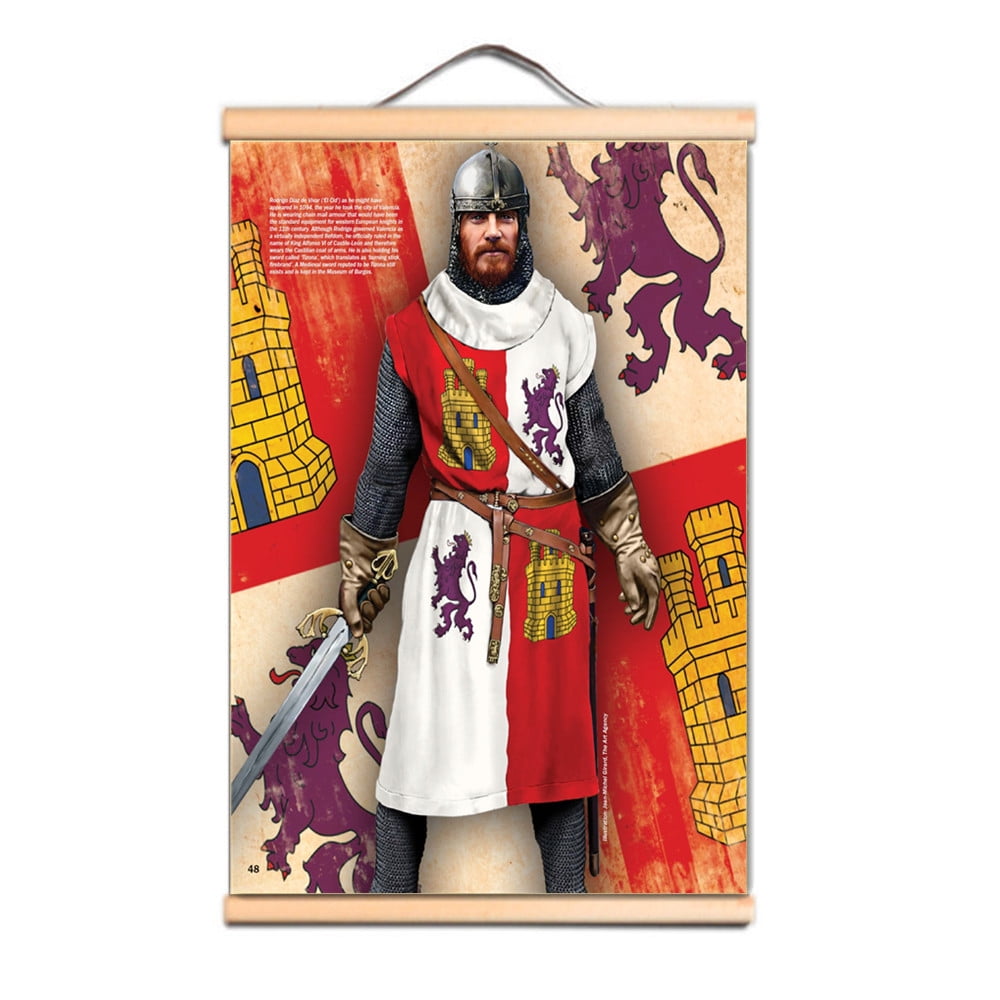 Vintage Crusader Warrior Art Poster Wall Chart Knights Templar Scroll ...