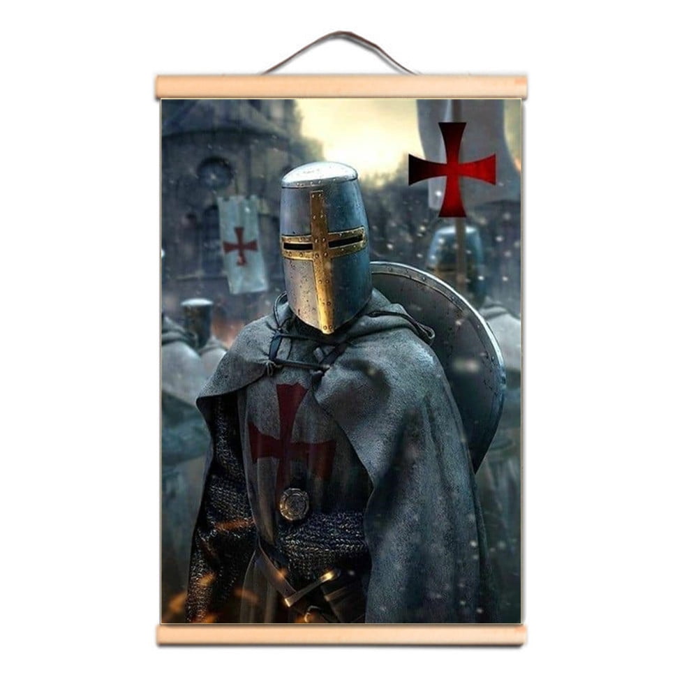 Vintage Crusader Warrior Wall Art Posters and Prints - Solid Wood Hanging Banner Knights Templar ...