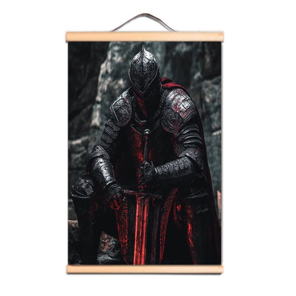 Vintage Crusader Warrior Wall Art - Solid Wood Hanging Banner with ...